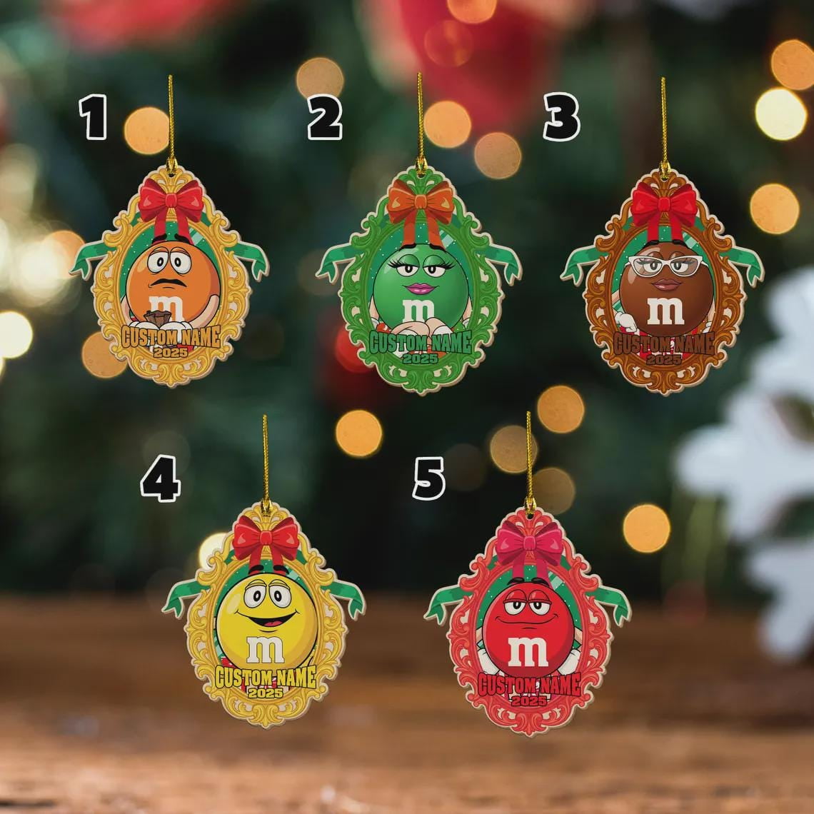 Custom Candy-Coated Chocolate 2D Flat Ornament 2025 + Colorful Candy ...