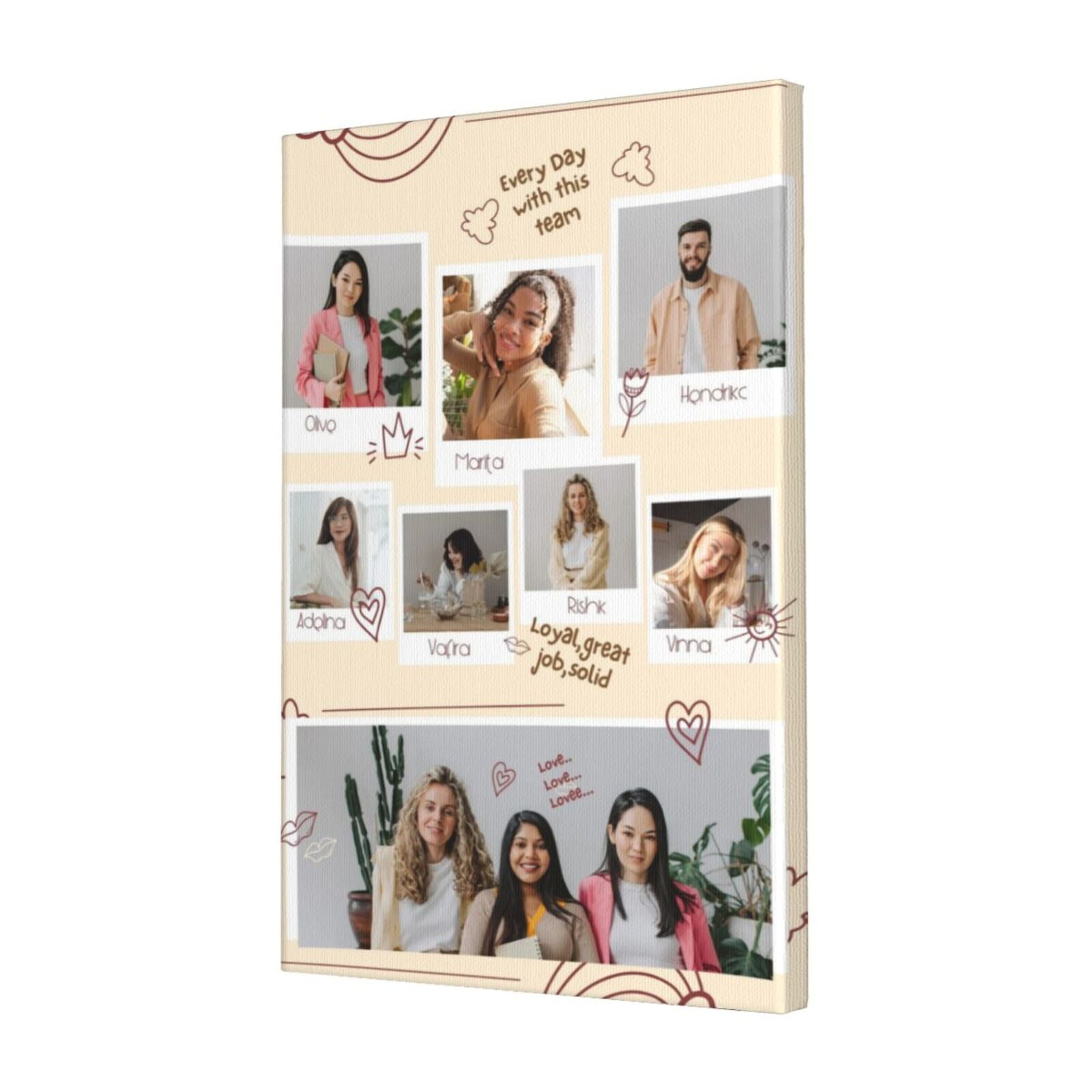 Custom Canvas Prints Beige Fun Cute Team Work Personalized Photo Image ...