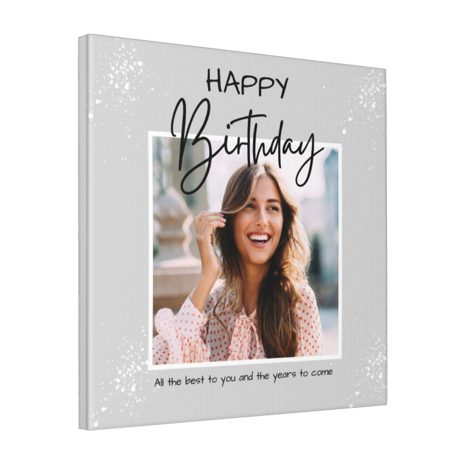 Custom Canvas Prints Beige Happy Birthday Personalized Photo Image ...