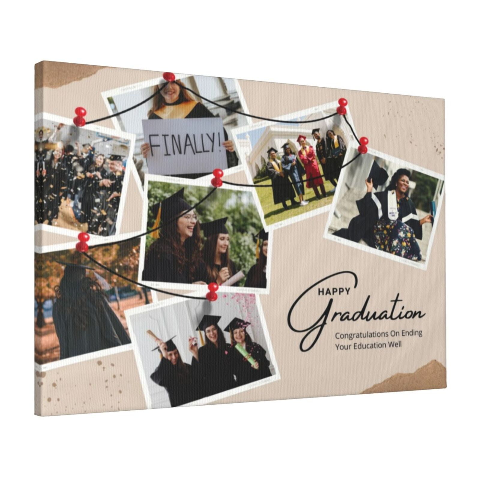 Custom Canvas Prints Beige Ripped Paper Happy Graduation Personalized ...