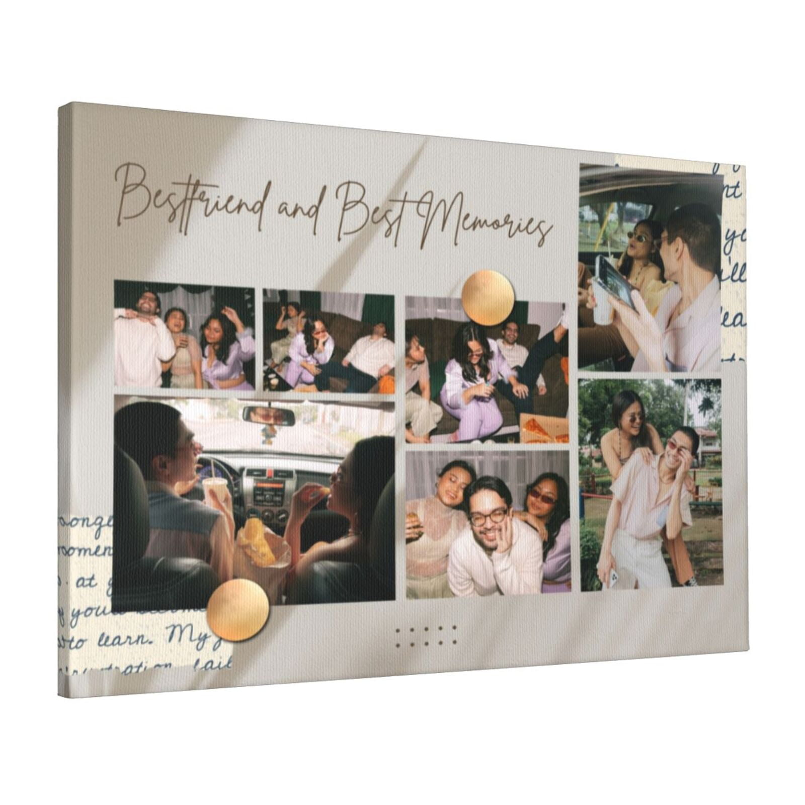 Custom Canvas Prints Beige Shadow Best Friend Personalized Photo Image Collage DIY Framed Kit ...