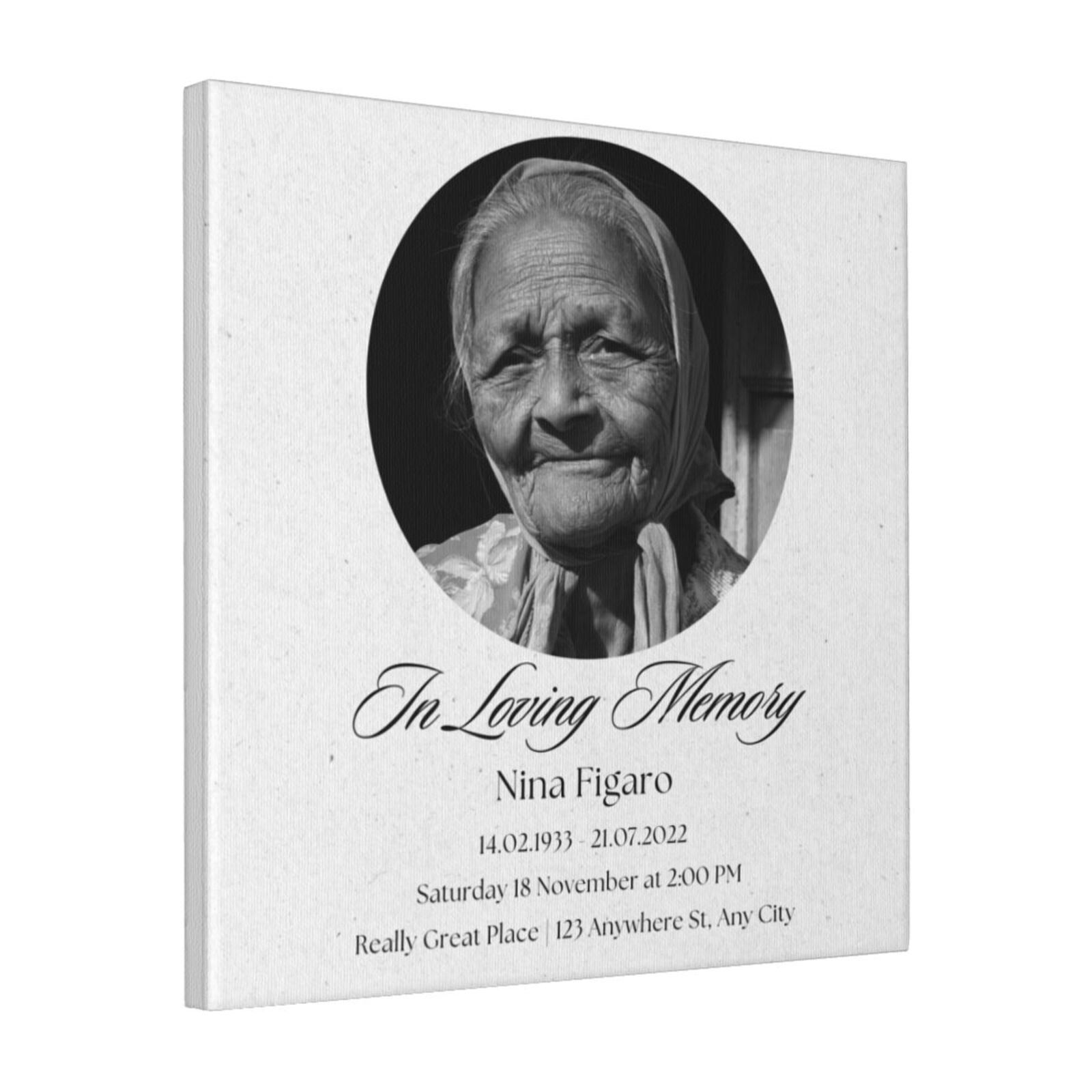 Custom Canvas Prints Black And White Simple Elegant Funeral ...