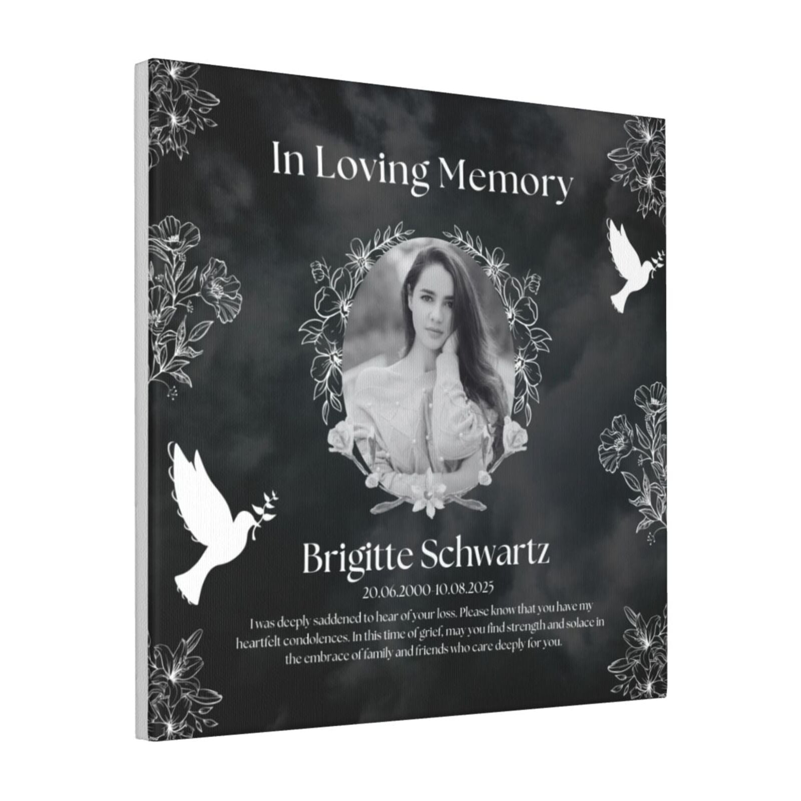 Custom Canvas Prints Black And White Creative Simple Condolences Text ...