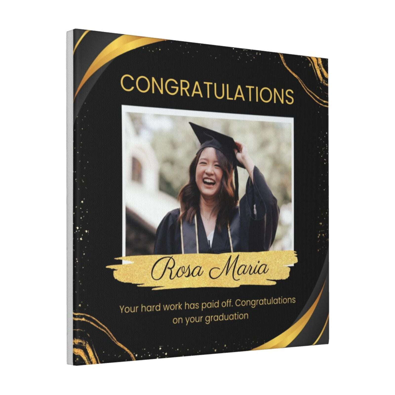 Custom Canvas Prints Gold & Black Simple Congratulations Personalized ...