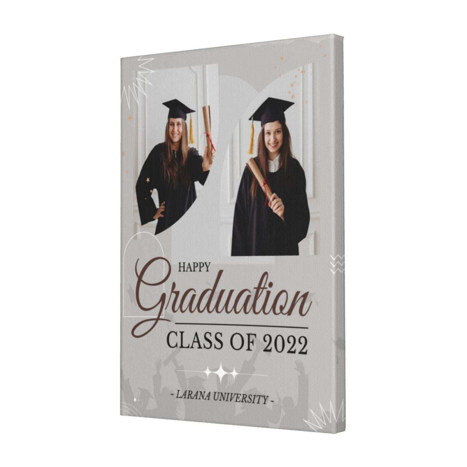 Custom Canvas Prints Gray Aesthetic Happy Graduation Personalized Photo ...