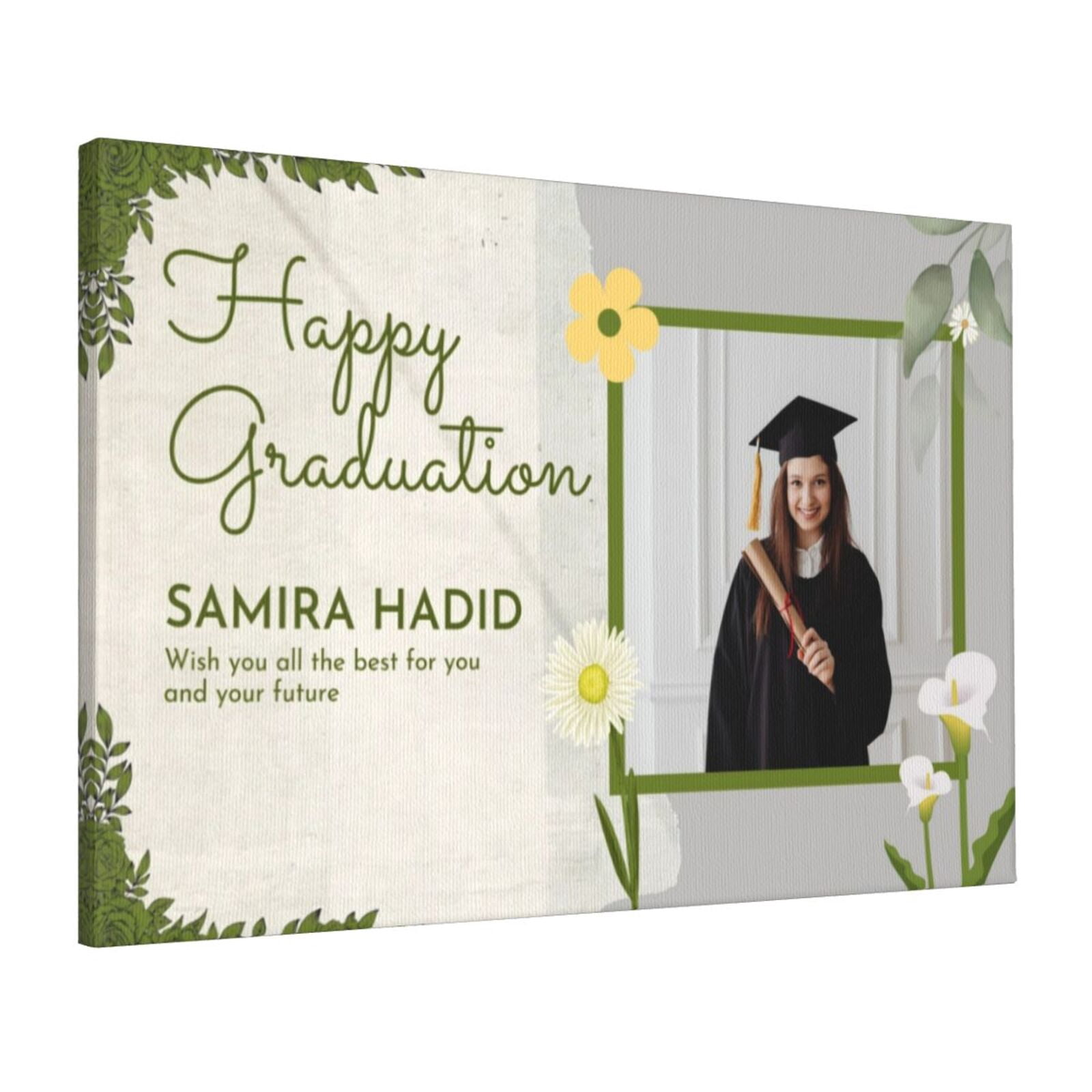 Custom Canvas Prints Green Watercolor Happy Graduation Personalized ...