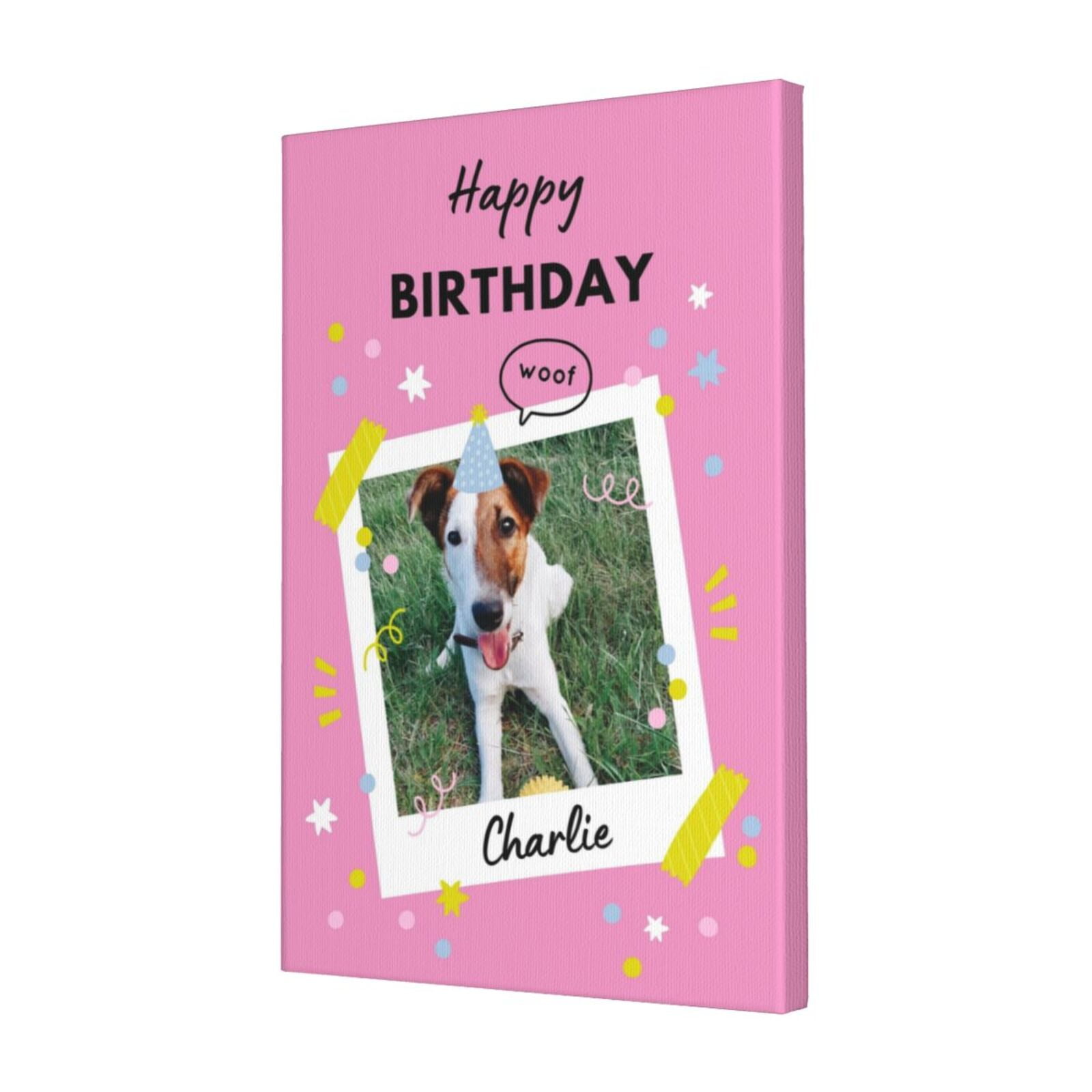 Custom Canvas Prints Happy Birthday My Dear Dog. Cute Cartoon Pet ...
