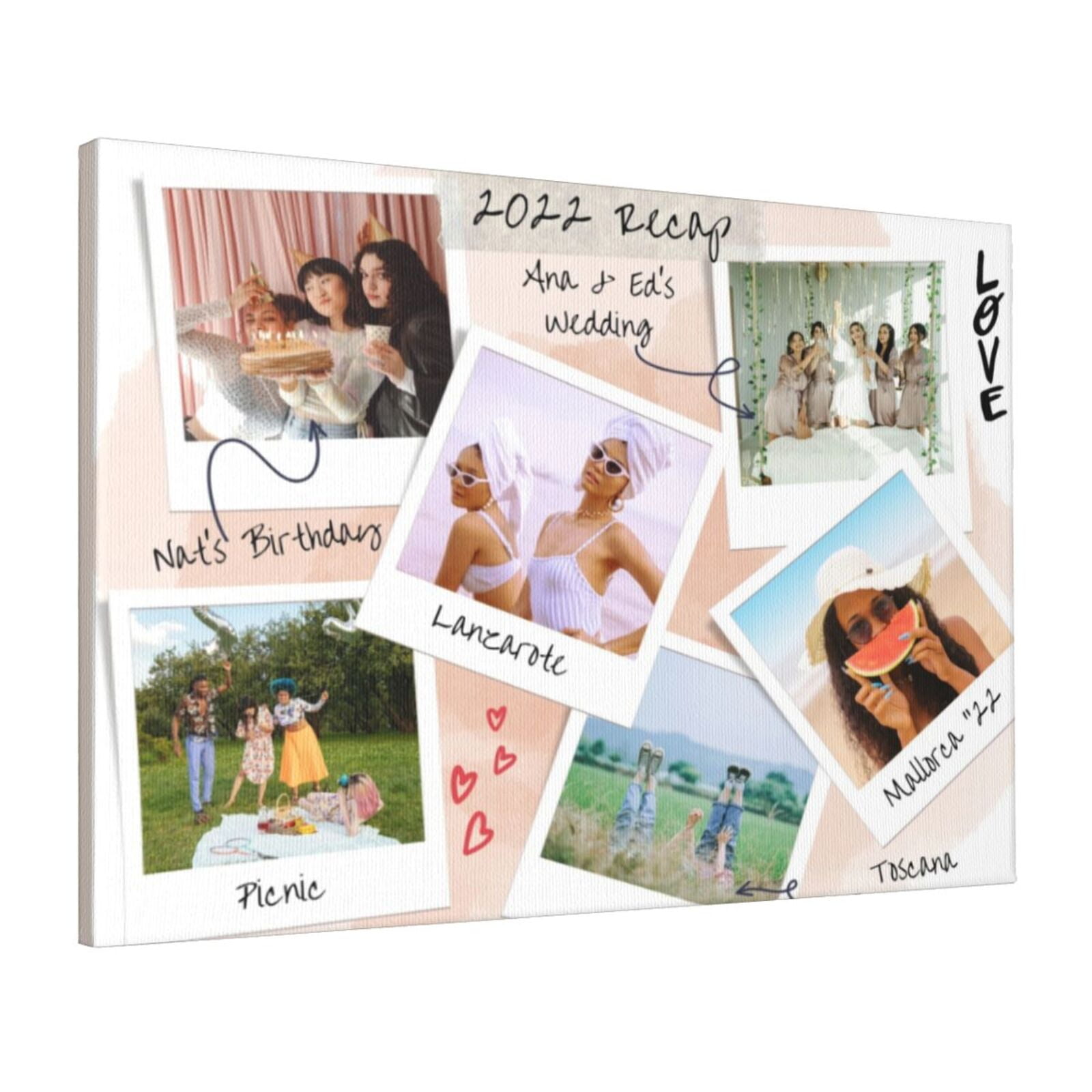 Custom Canvas Prints Pink Fun Aesthetic Yearly Recap Personalized Photo ...