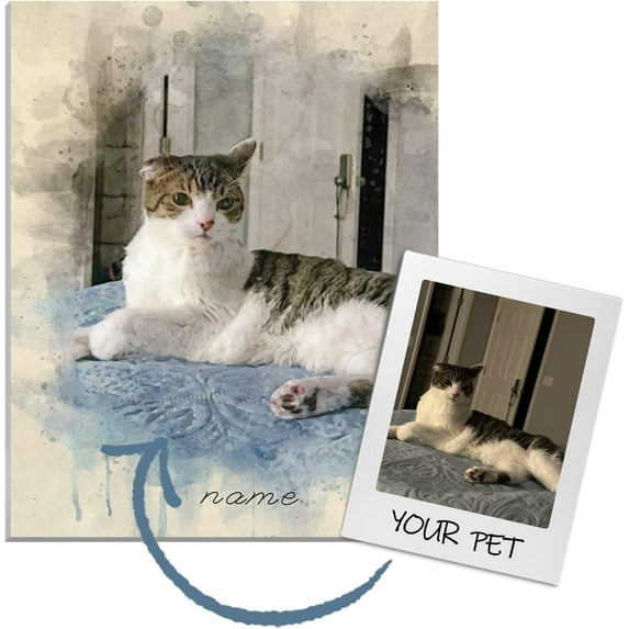 Custom Canvas Prints with Photos 12x12 Personalized Watercolor Portrait ...