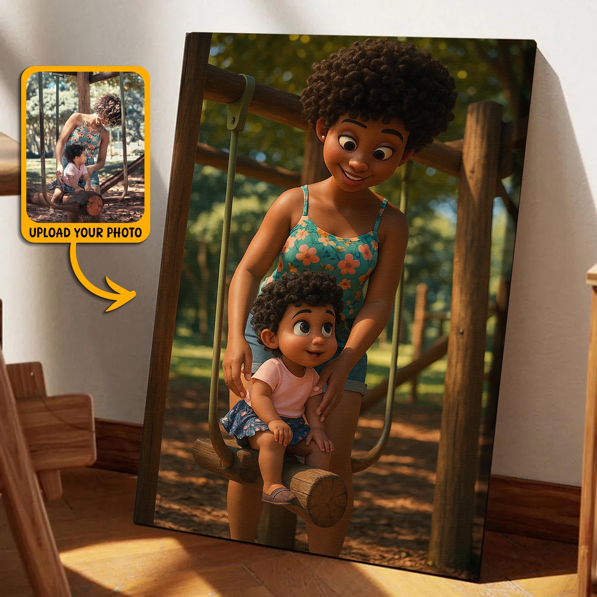 Custom Canvas Wall Art Pixar-Style Custom Framed Portrait - Turn Your ...