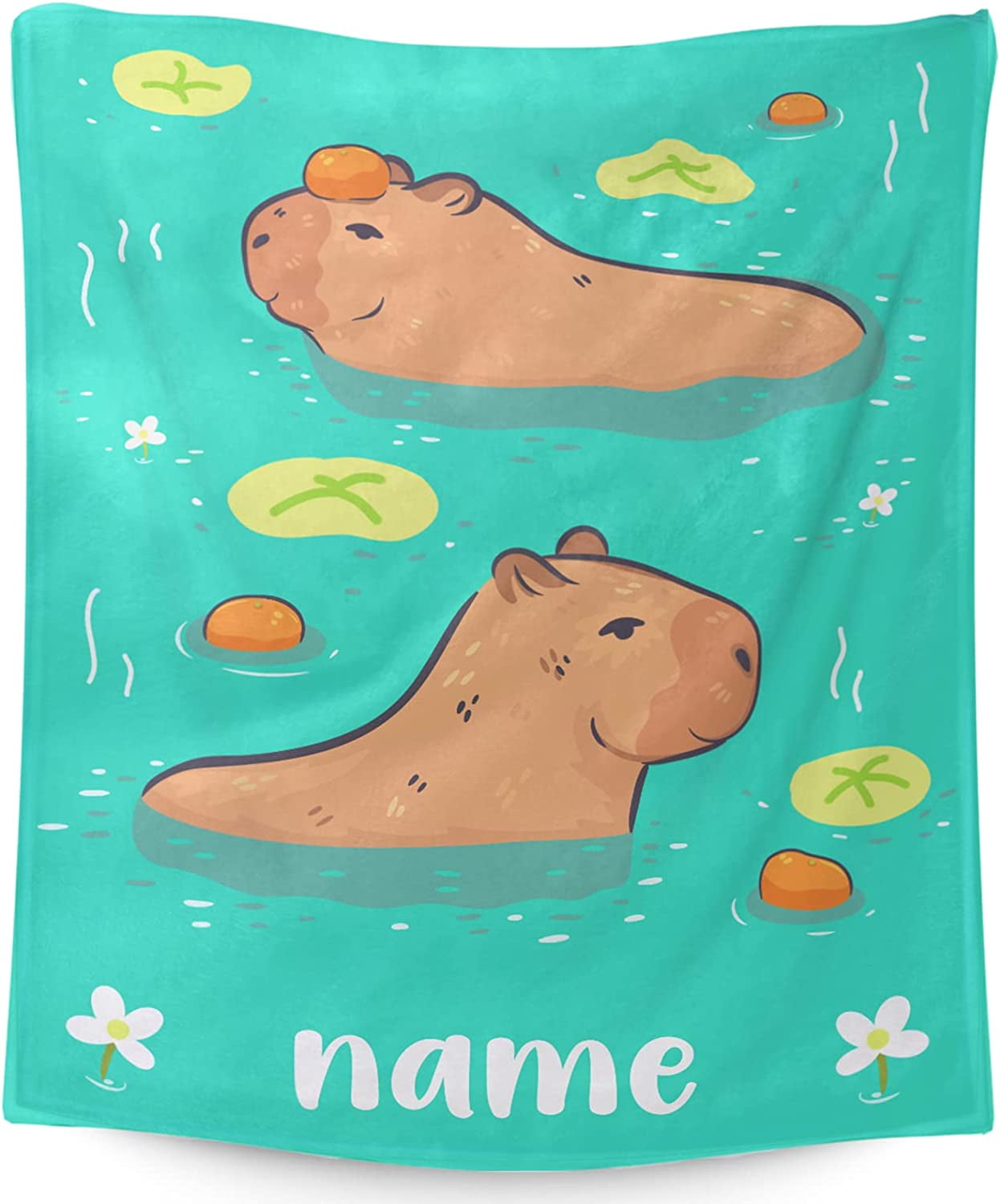 Custom Capybara Blanket with Name - 60x50 Inches Throw Size Blanket for ...