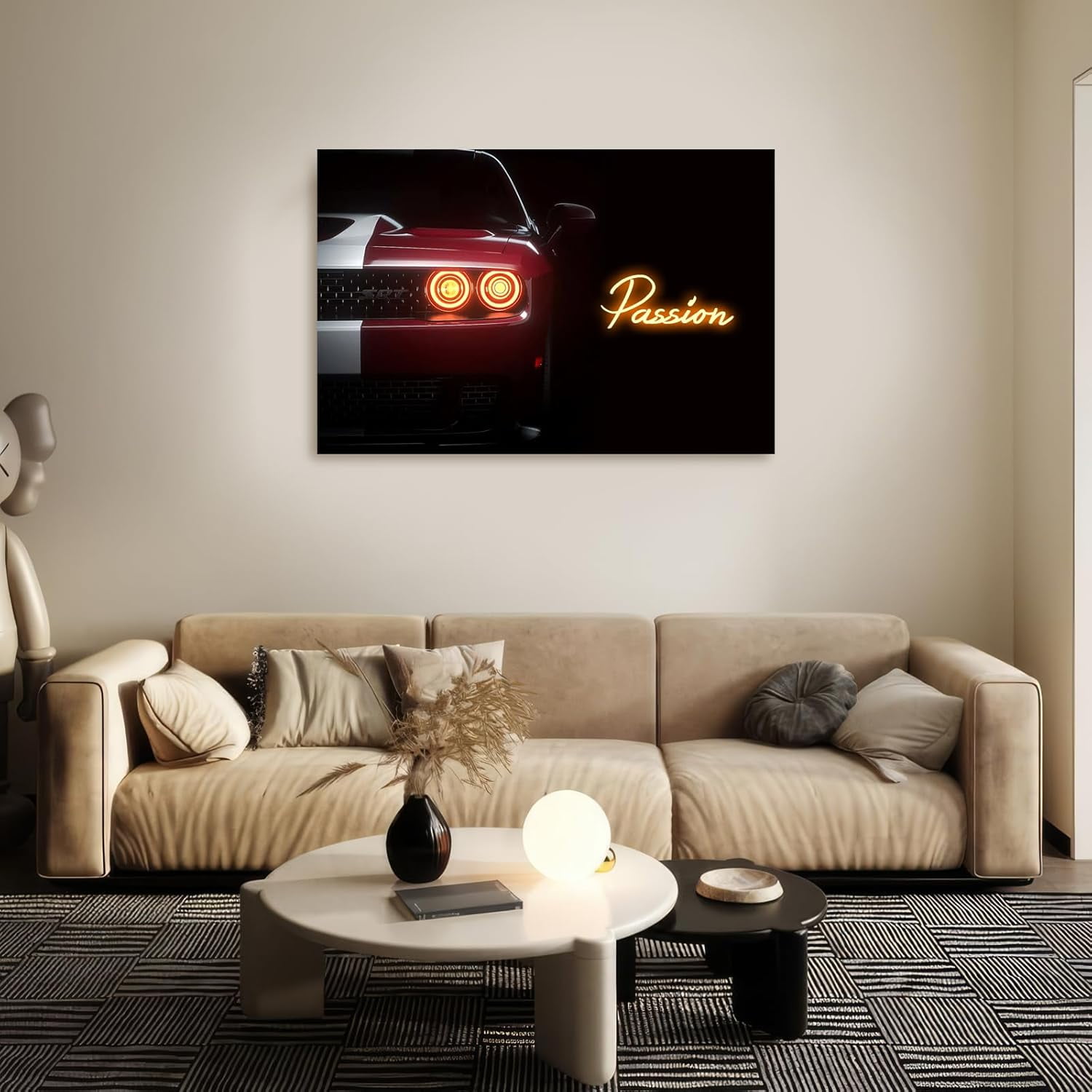 Custom Car LED Neon Sign, Personalized Modern Muscle Car LED Headlights ...