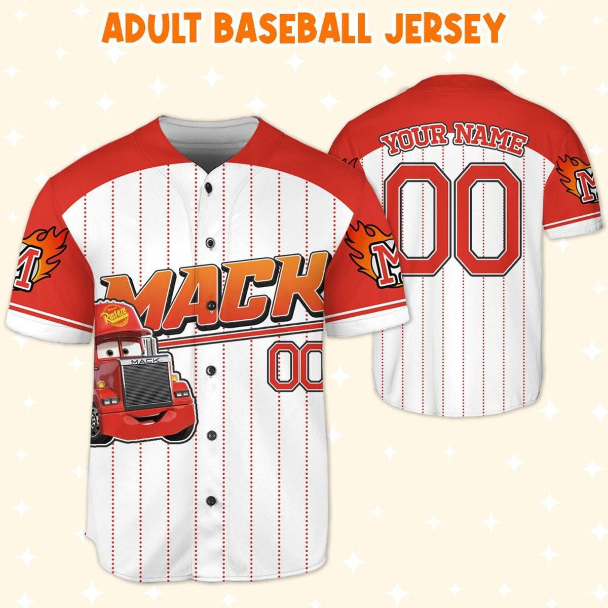 Custom Cars Mack Red Custom Number Baseball Jersey - Wondermento ...