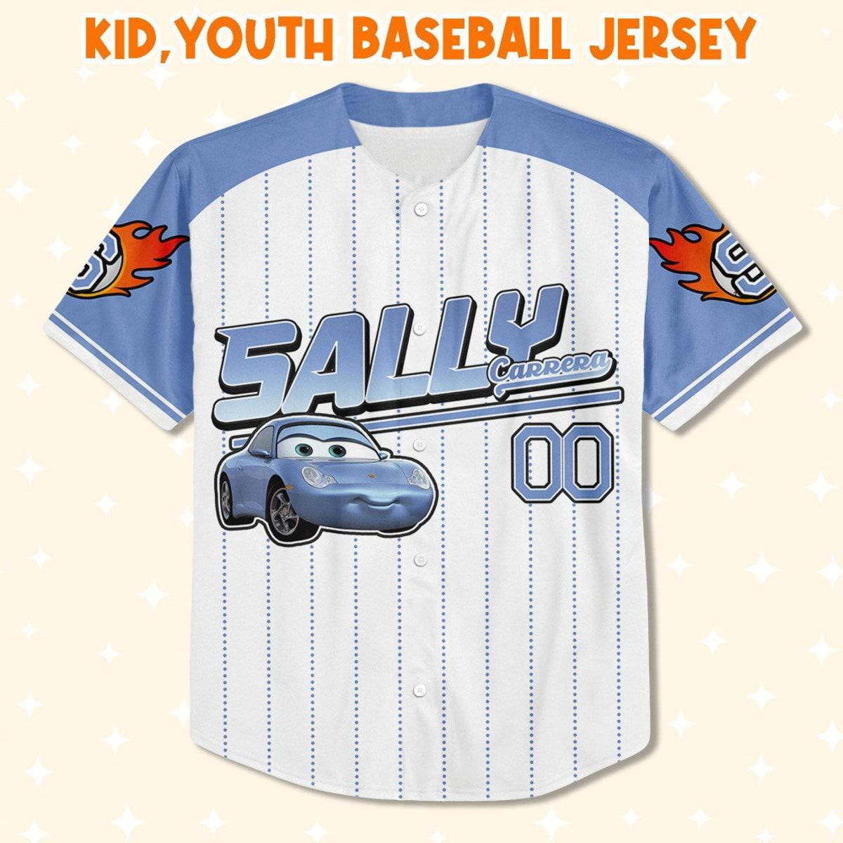 Custom Cars Sally Blue Custom Text Baseball Jersey - Wondermento ...