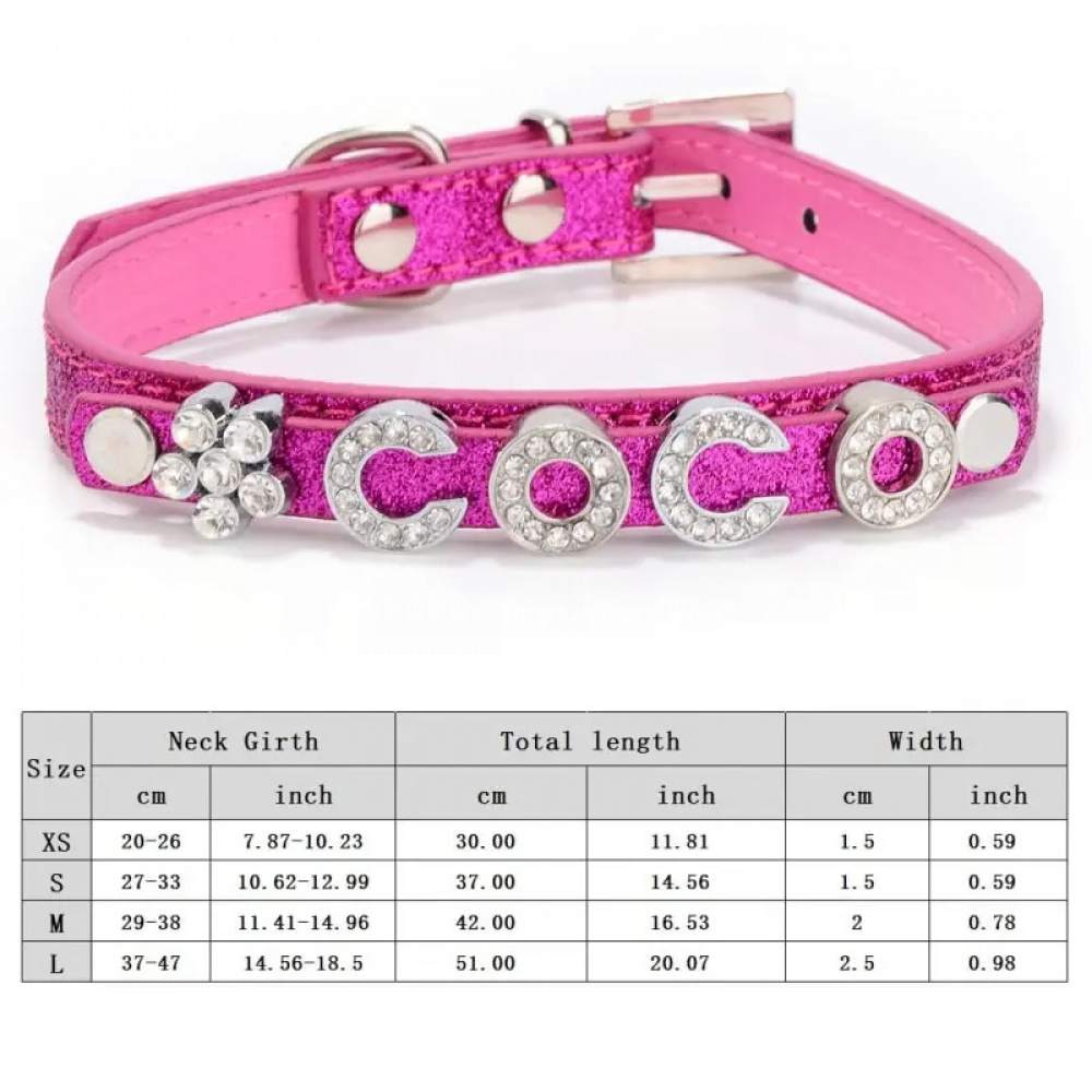 Custom Cat Dog Collar Personalized Rhinestone Puppy Collars Adjustable ...