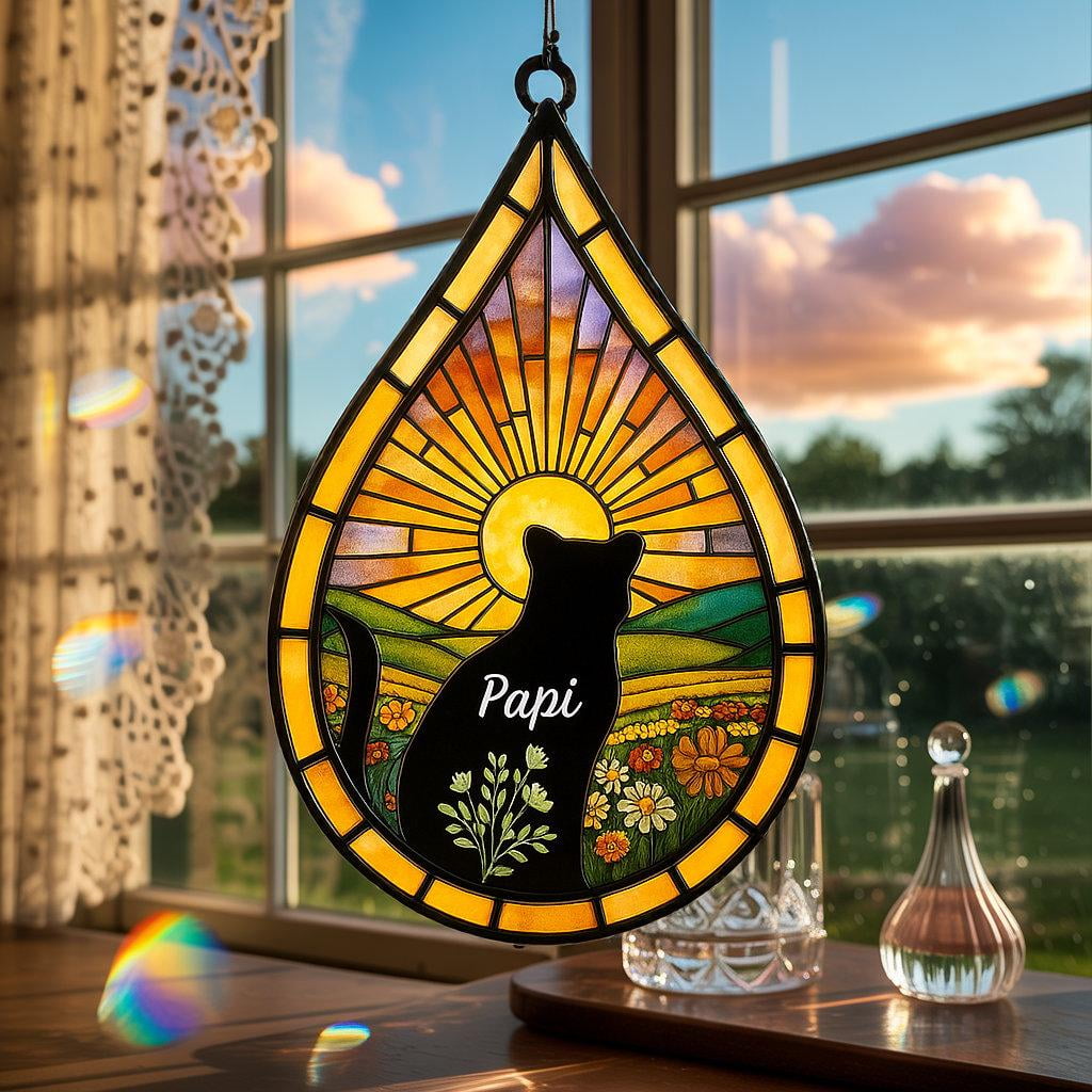 Custom Cat Memorial Acrylic Suncatcher, In Memory of Cat Ornament, Cat ...