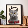 Custom Cat Memorial Frame with Photo, Pet Collar Holder, Dog Portrait ...