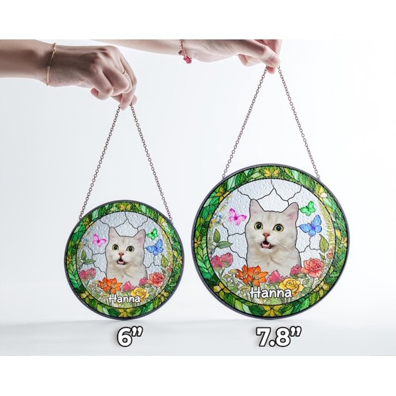Custom Cat Memorial Suncatcher – Pet Portrait Stained Glass, Dog ...