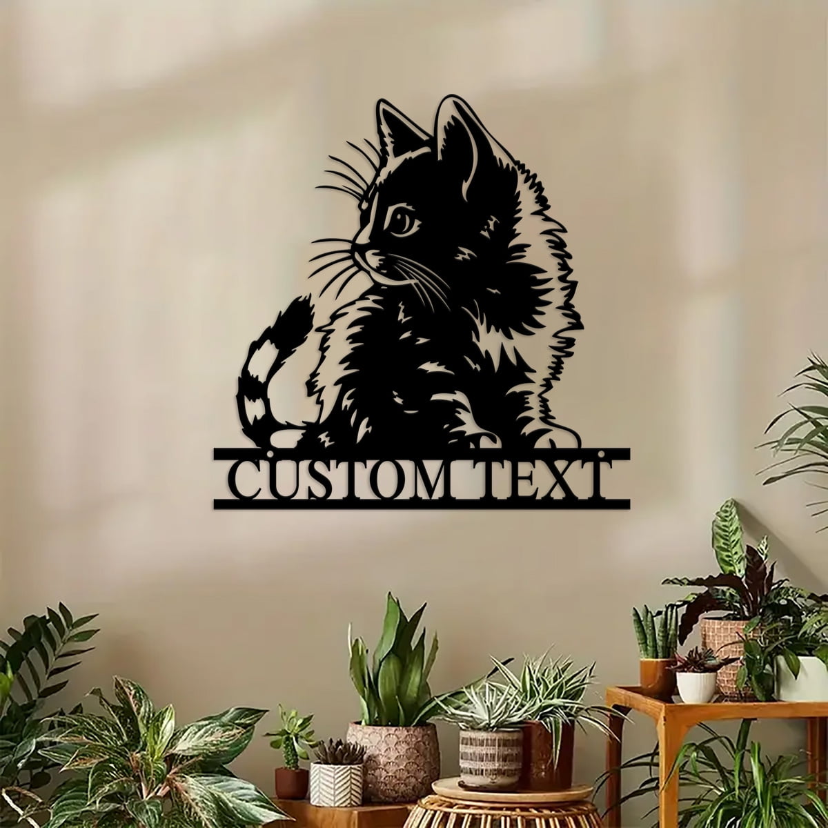 Custom Cat Metal Sign, Cute Cat Wall Art, Personalized Cat Name Sign ...