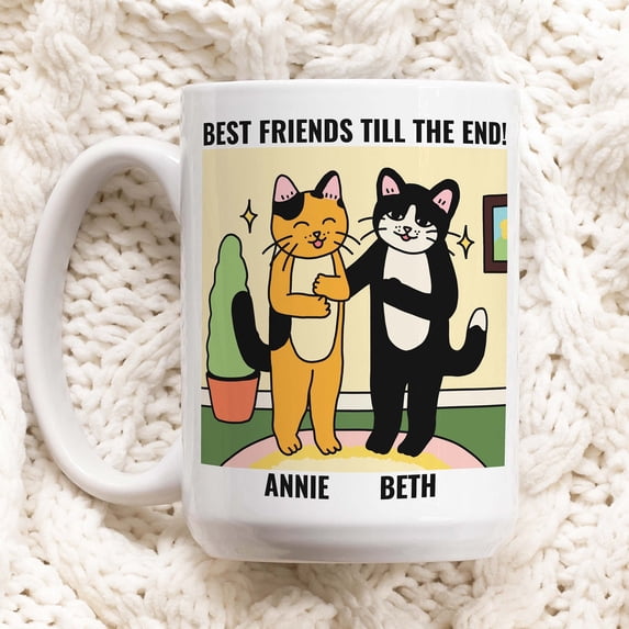 Custom Cats Best Friend Mug, Bestie Ceramic Cup Personalized, Best ...
