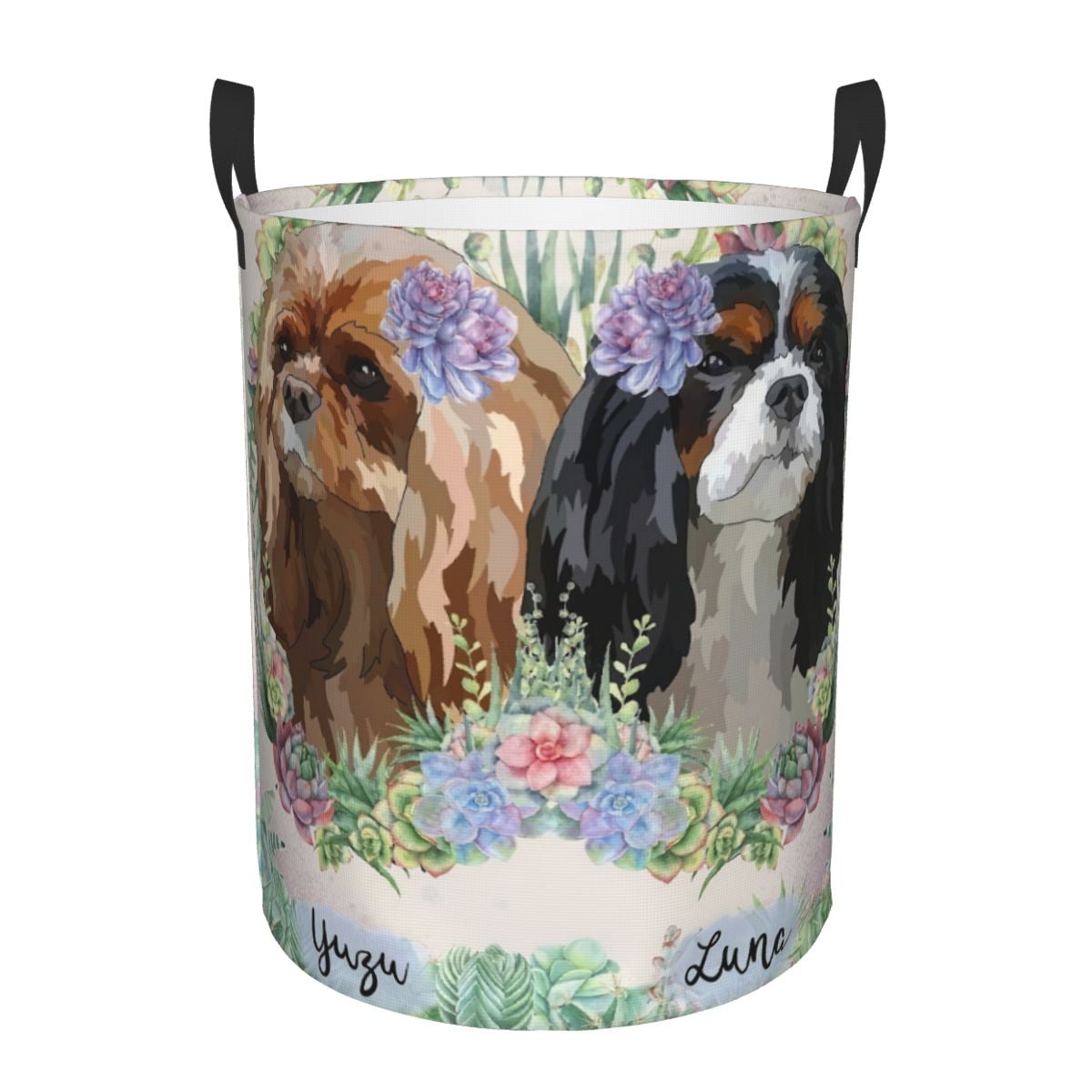 Custom Cavalier King Charles Spaniel Family Group Laundry Basket ...