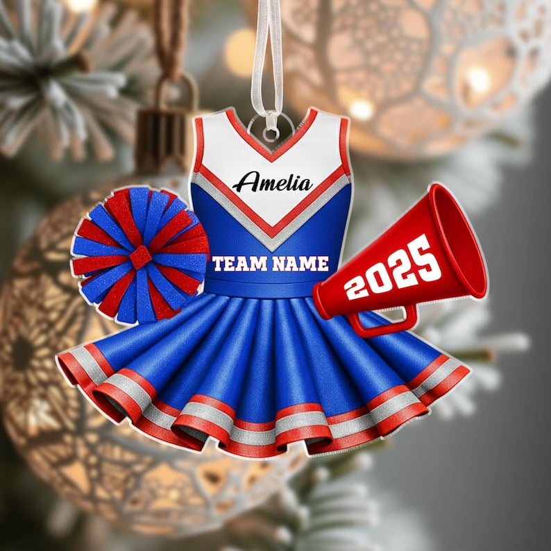 Custom Cheerleader Girl Ornament, Personalized Cheer Team Ornament ...