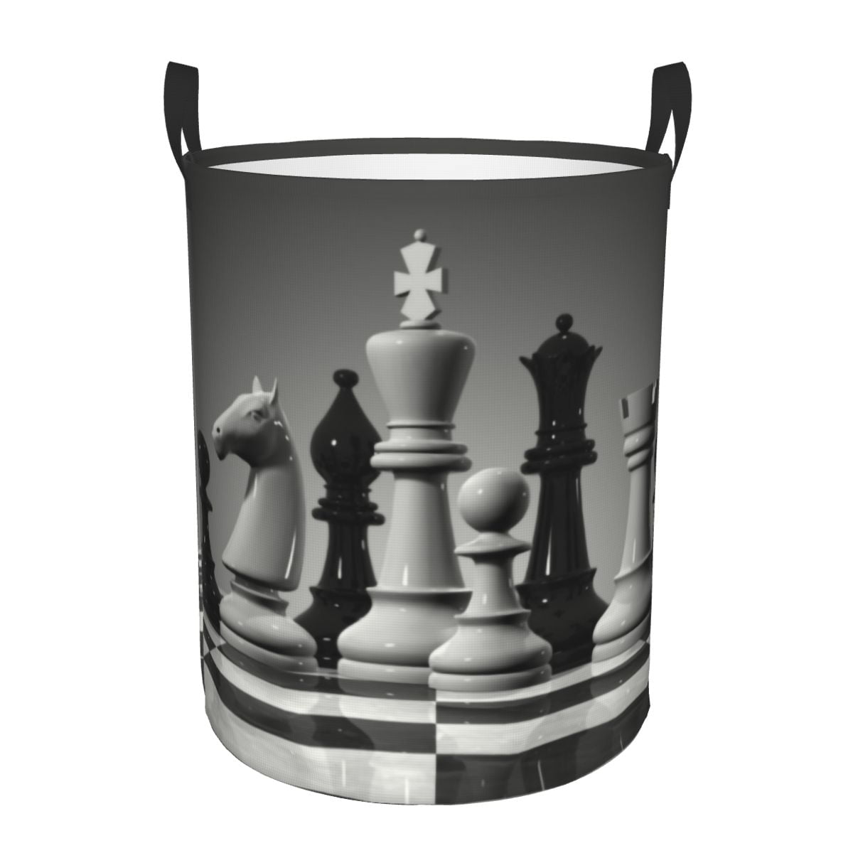 Custom Chessboard And Gold Chess Pieces Pattern Laundry Hamper Large ...