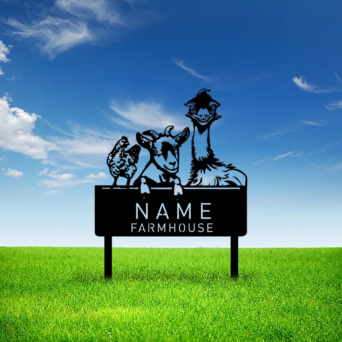 Custom Chicken Goat Emu Farmhouse Garden Metal Sign Personalized ...