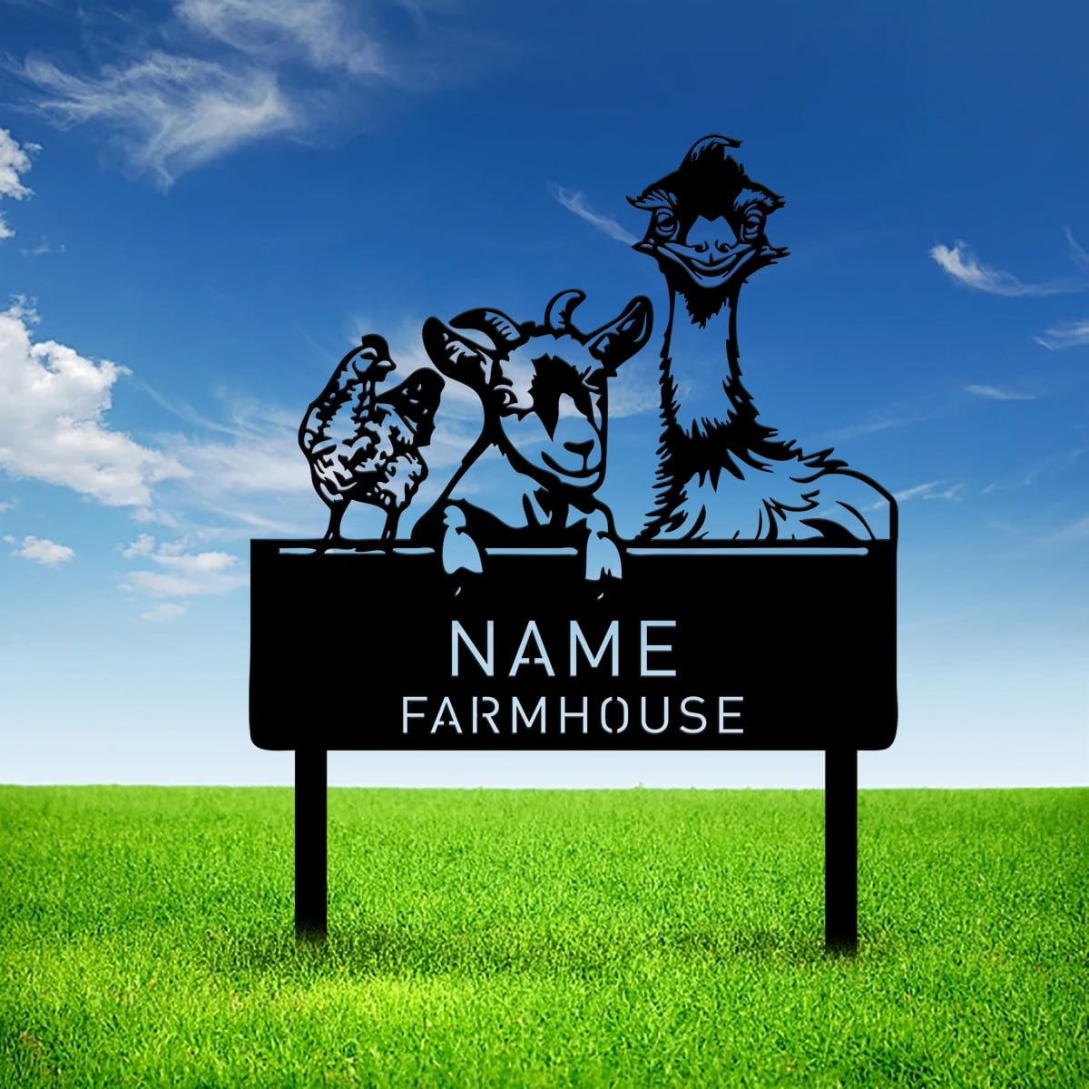 Custom Chicken Goat Emu Farmhouse Garden Metal Sign Personalized ...