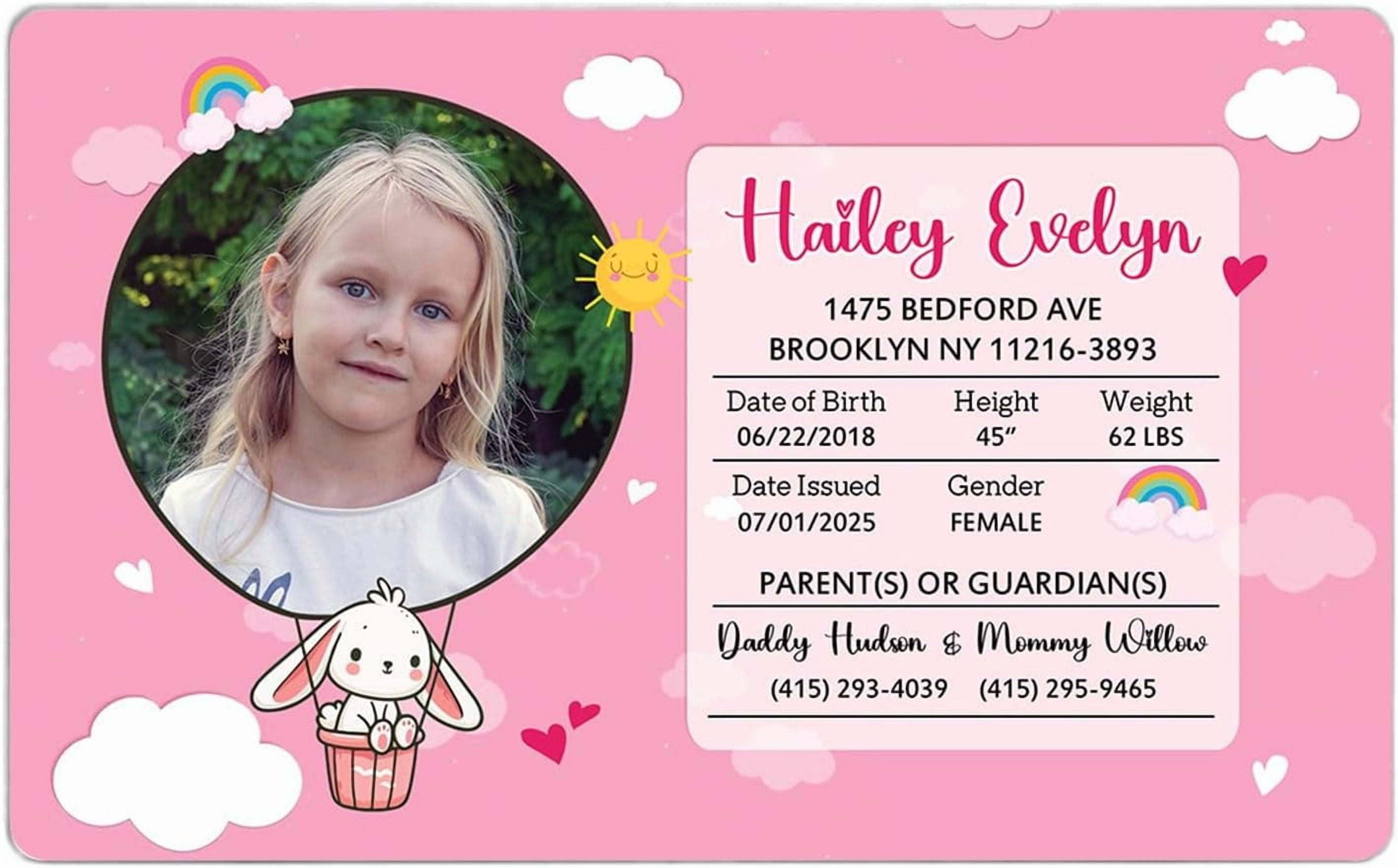 Custom Child ID Card Safety Gift For Daughter Granddaughter, Anti-Loss ...