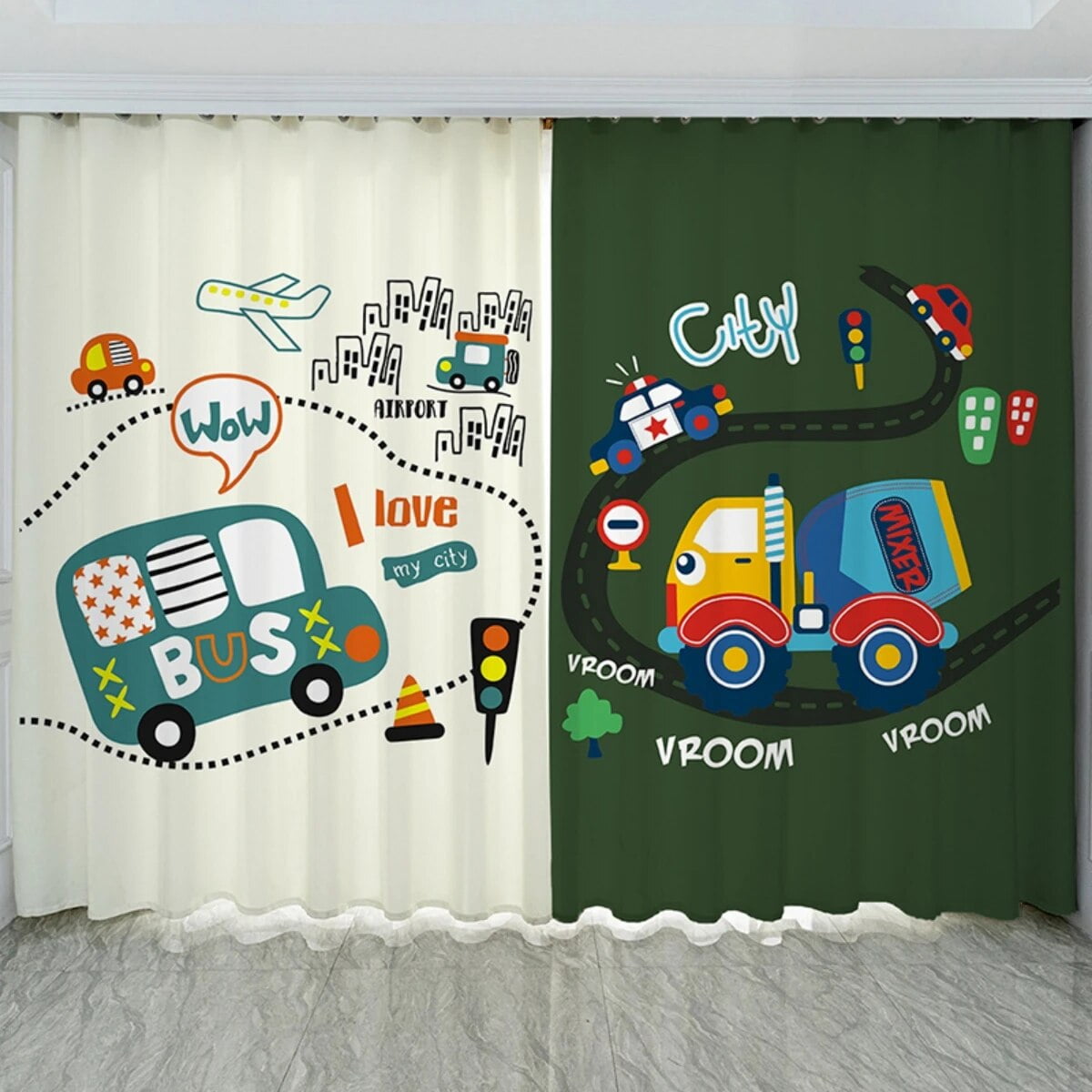 Custom Children's Room Cartoon Car Bay Window Boys Girls Bedroom Cute ...