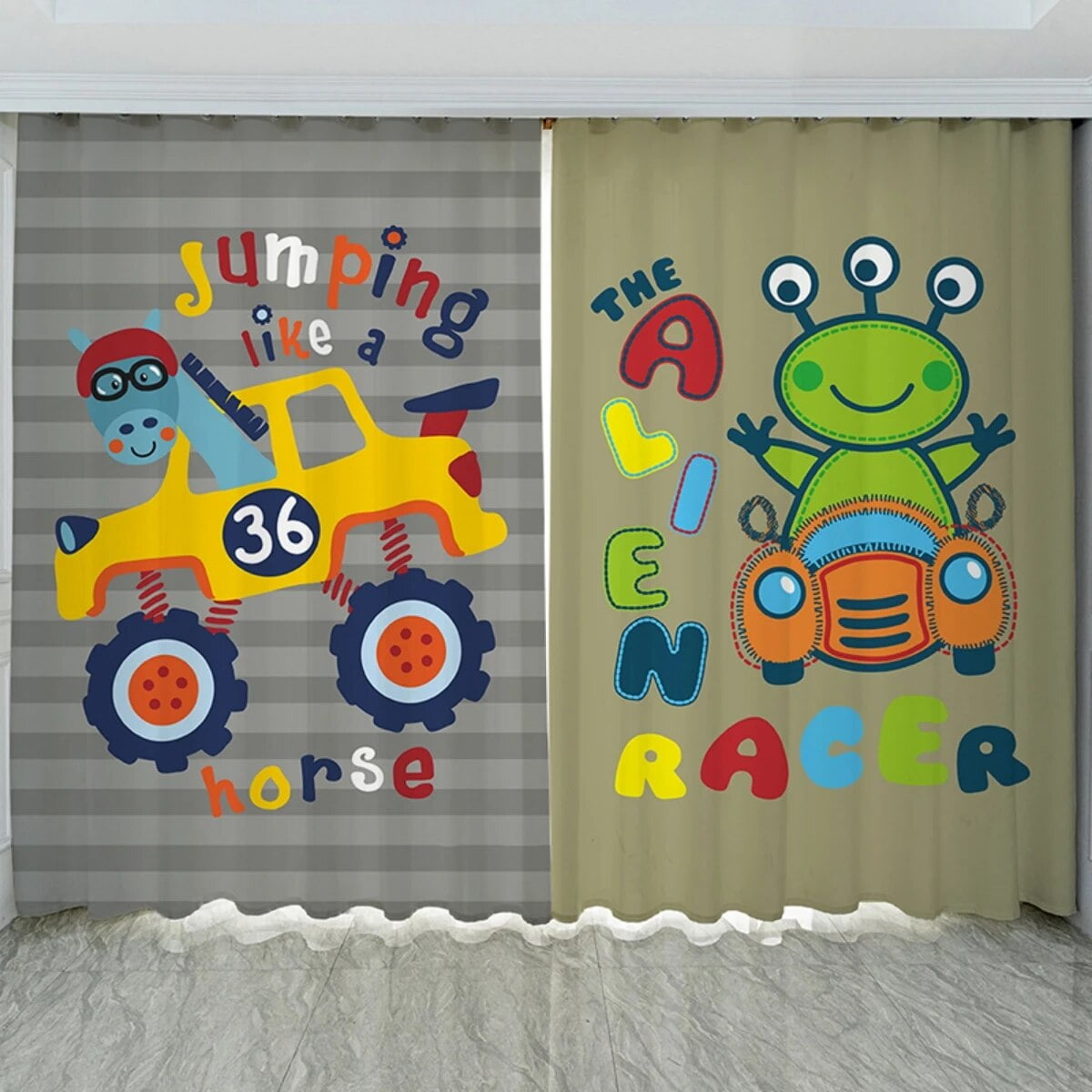 Custom Children's Room Cartoon Car Bay Window Boys Girls Bedroom Cute ...