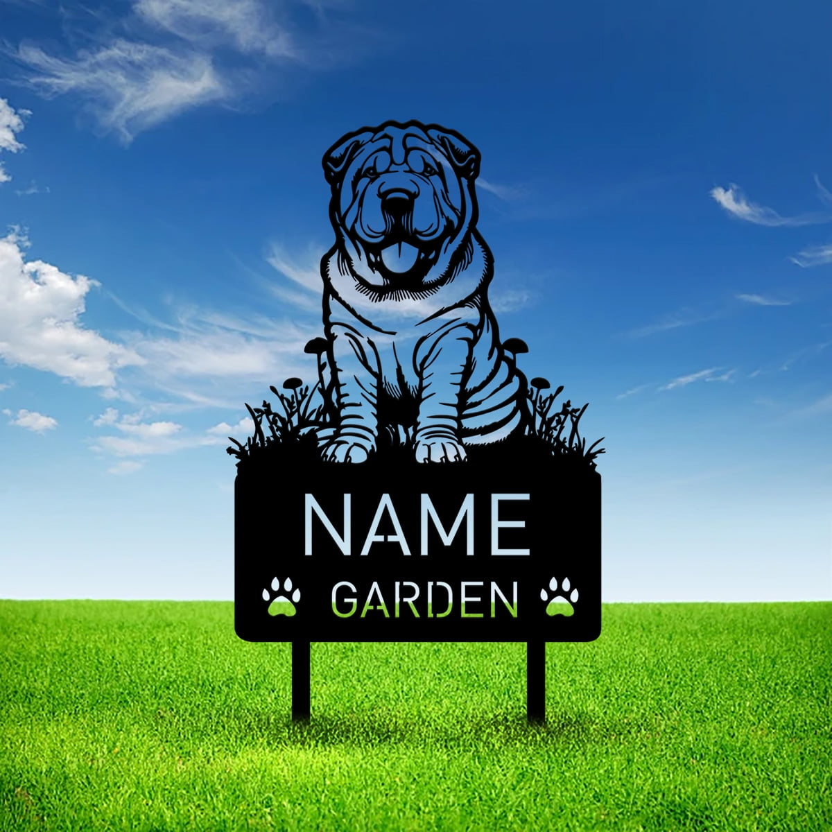 Custom Chinese Shar Pei Dog Metal Memorial Garden Stake Personalized ...