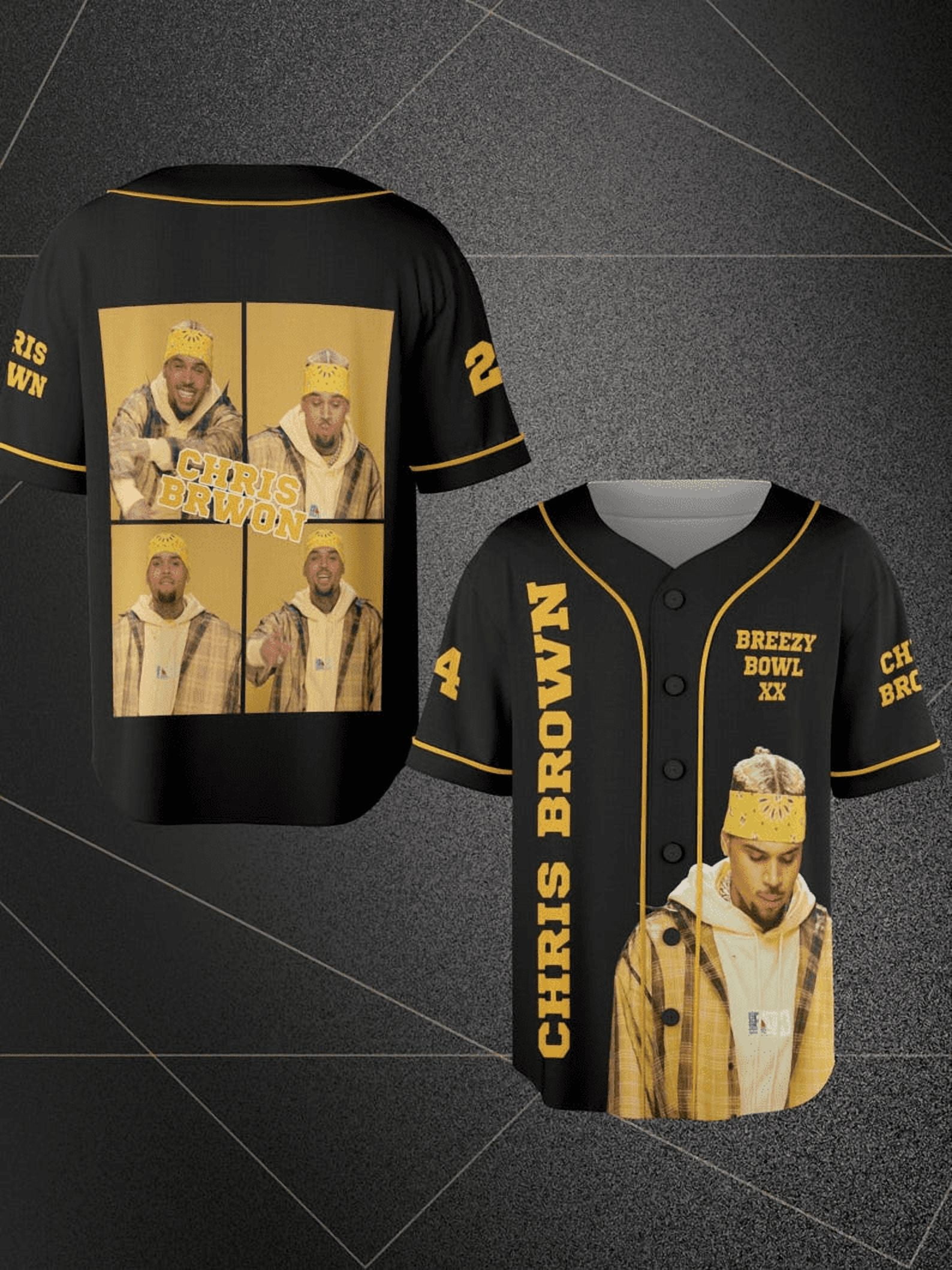 Custom Chriis Br.own Bre.ezy B.owl XX 2025 Tour Baseball Jersey, 2025 Concert Outfit, Ver 4 ...