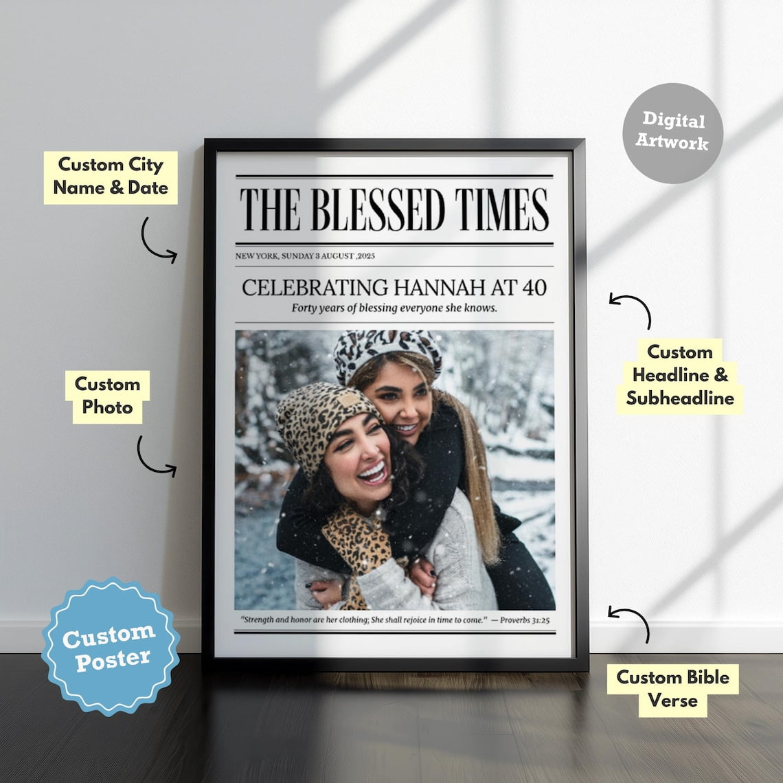 Custom Christian Newspaper Print Gift For Sister, Custom Bestie Gifts ...