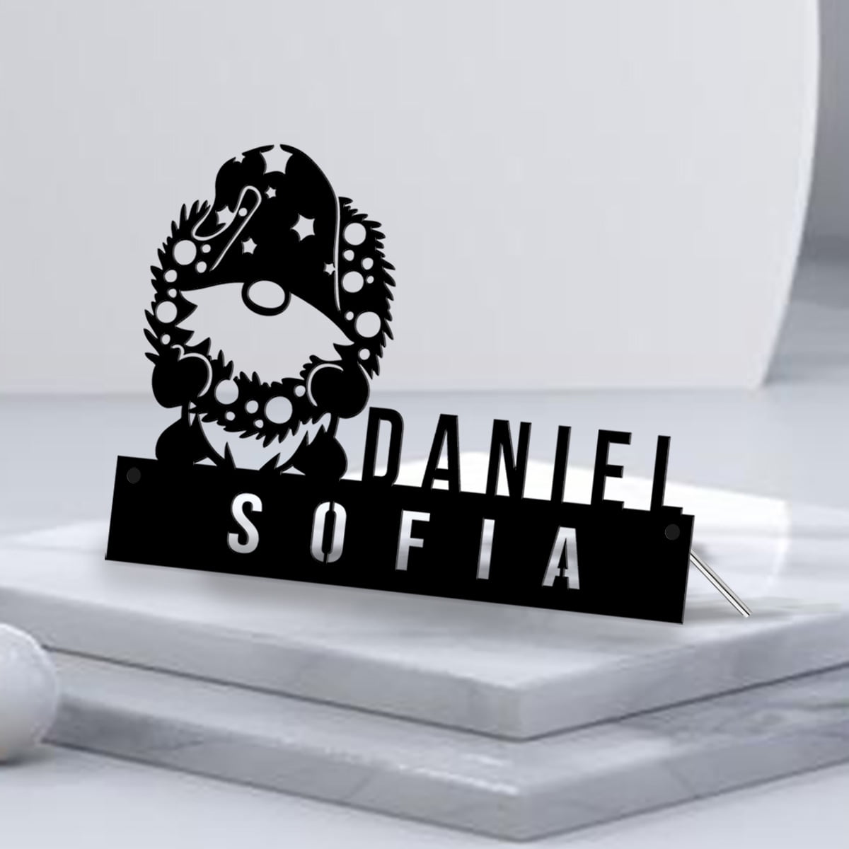 Custom Christmas Desk Name Plate Wedge Personalized Gnomes Gifts ...