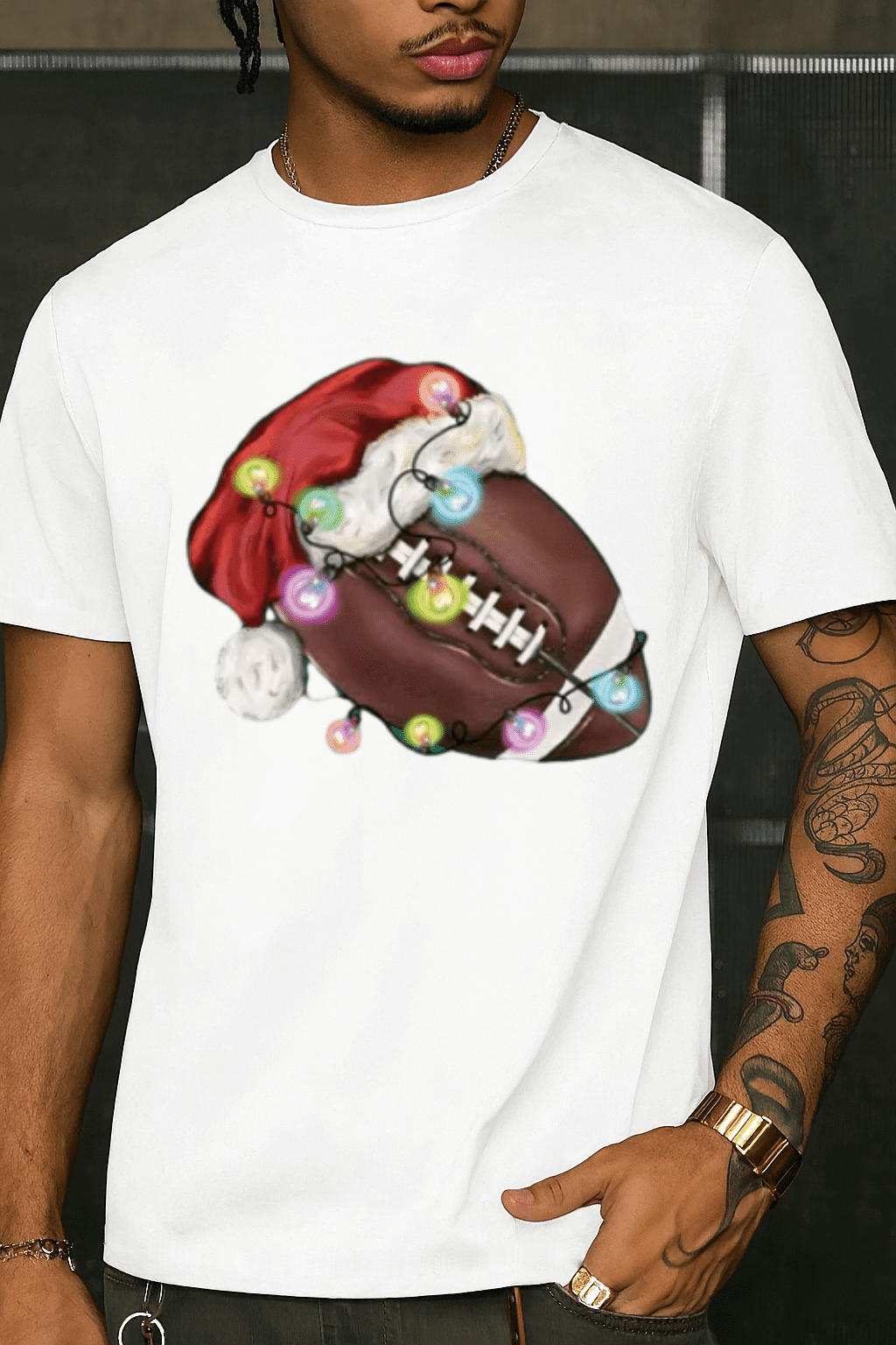 Custom Christmas Football Winter Sports Holiday Fun Unisex T-Shirt, for ...