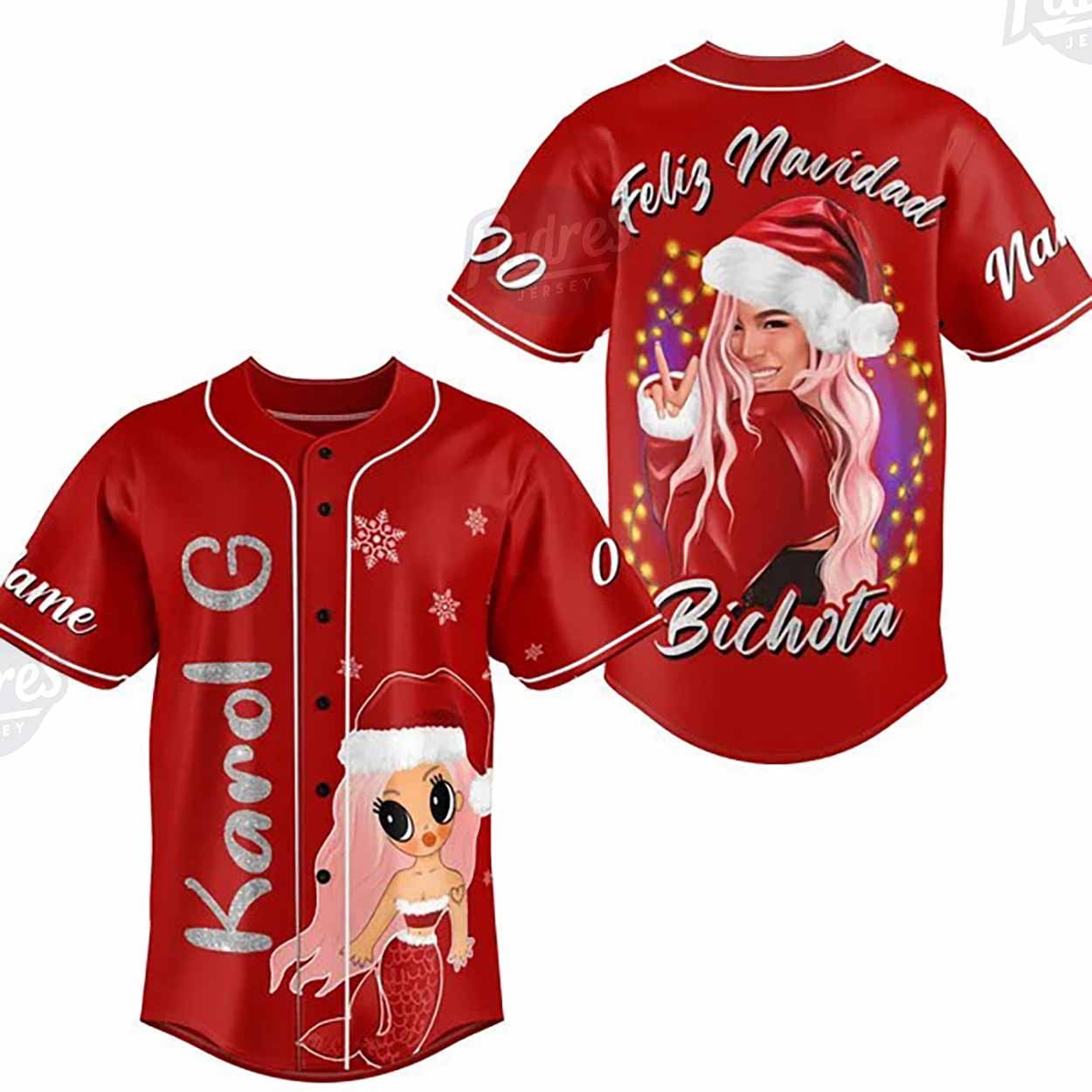 Custom Christmas Karol G Baseball Jersey - Walmart.com