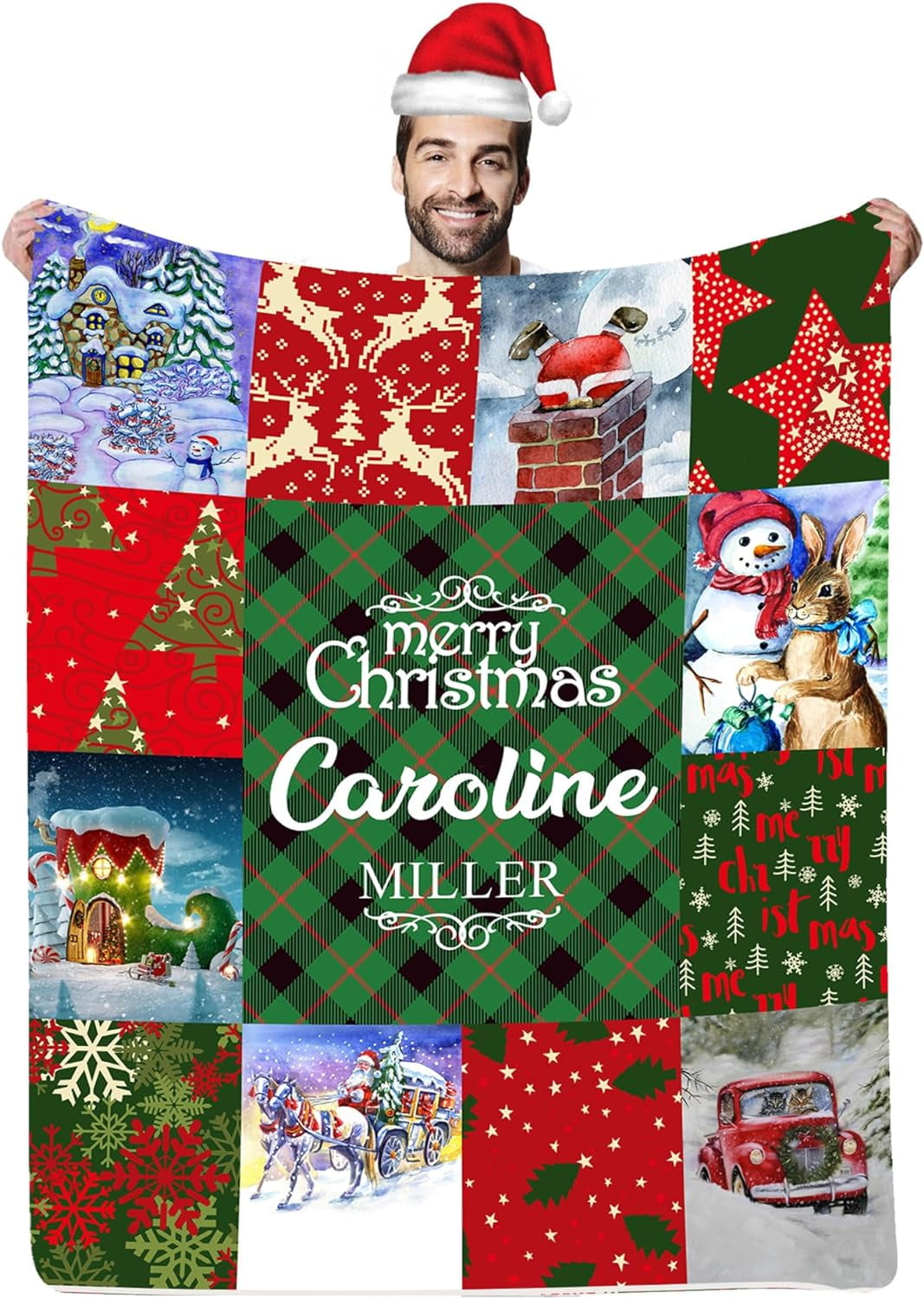 Custom Christmas Name Blanket for Kids Adults, Personalized Merry ...