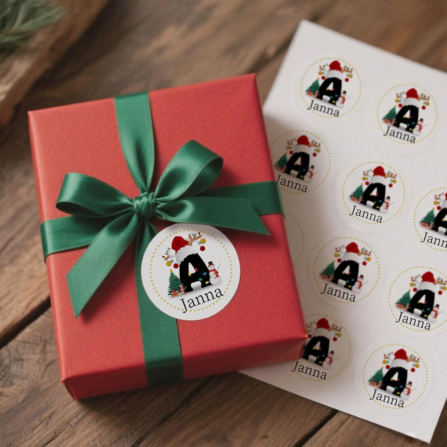 Custom Christmas Name Stickers - Personalized Alphabet Initial Labels ...