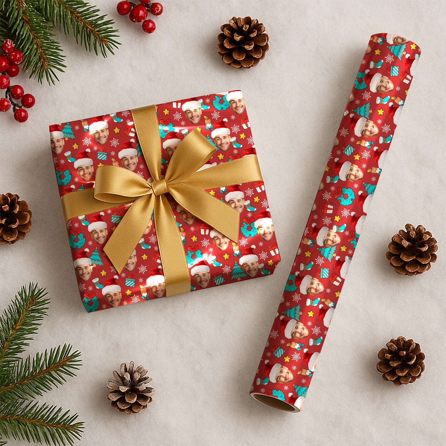 Custom Christmas Wrapping Paper, Personalized Wrapping Paper Rolls with ...