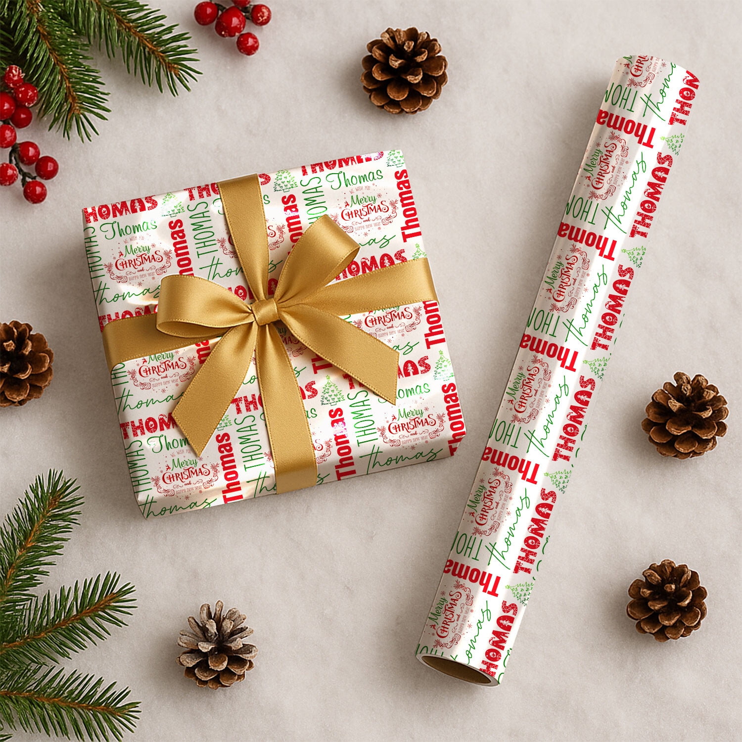 Custom Christmas Wrapping Paper, Personalized Wrapping Paper Rolls with ...