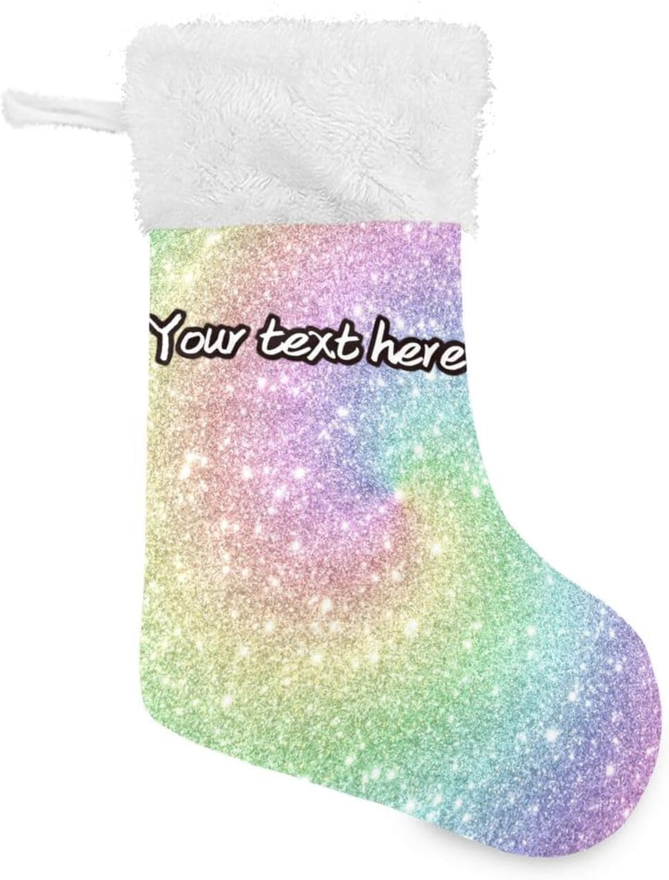 Custom Circle Glitter Sparkle Christmas Stockings Rainbow Christmas ...