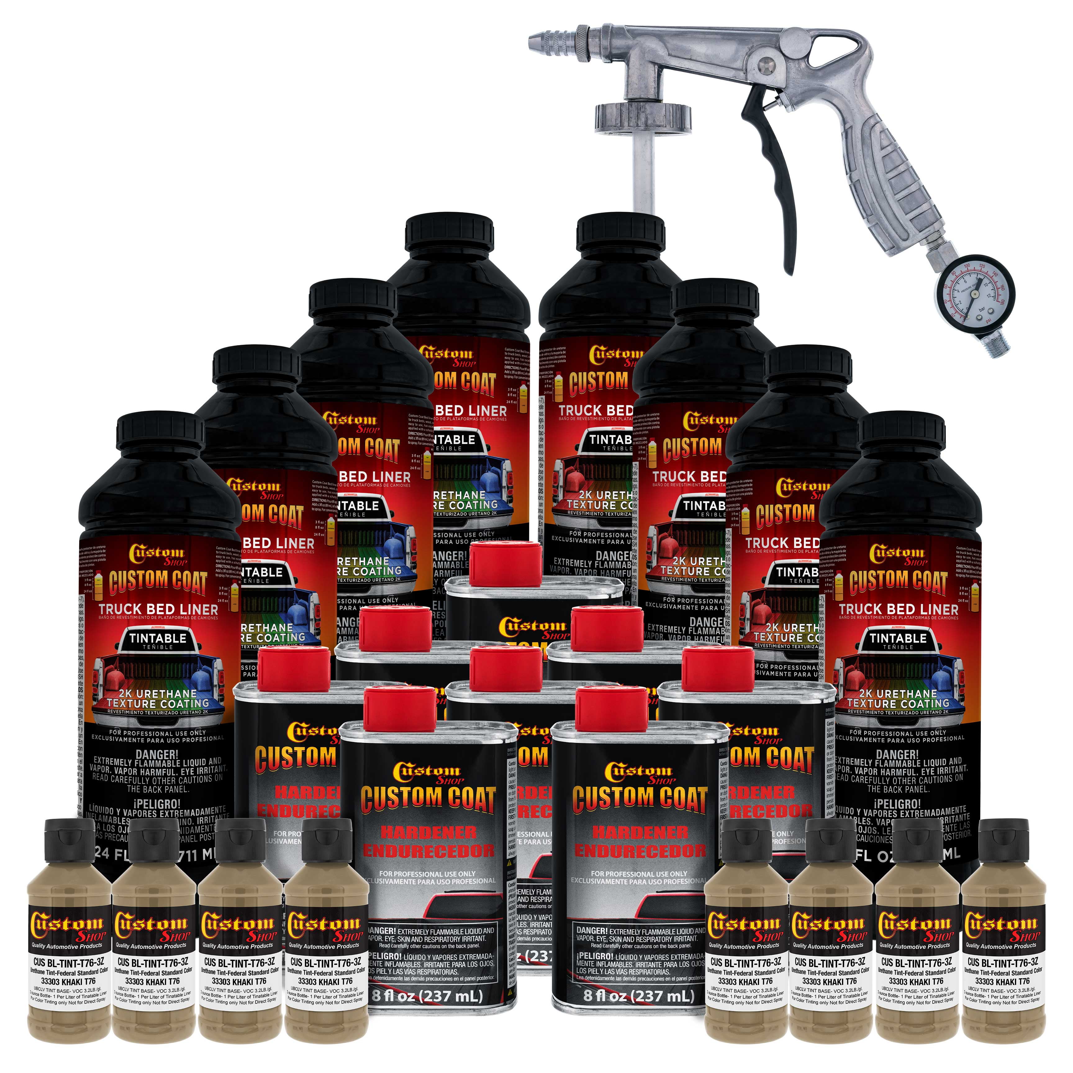 Custom Coat 33303 Khaki T76 Urethane Spray-On Truck Bed Liner, 2 Gallon ...
