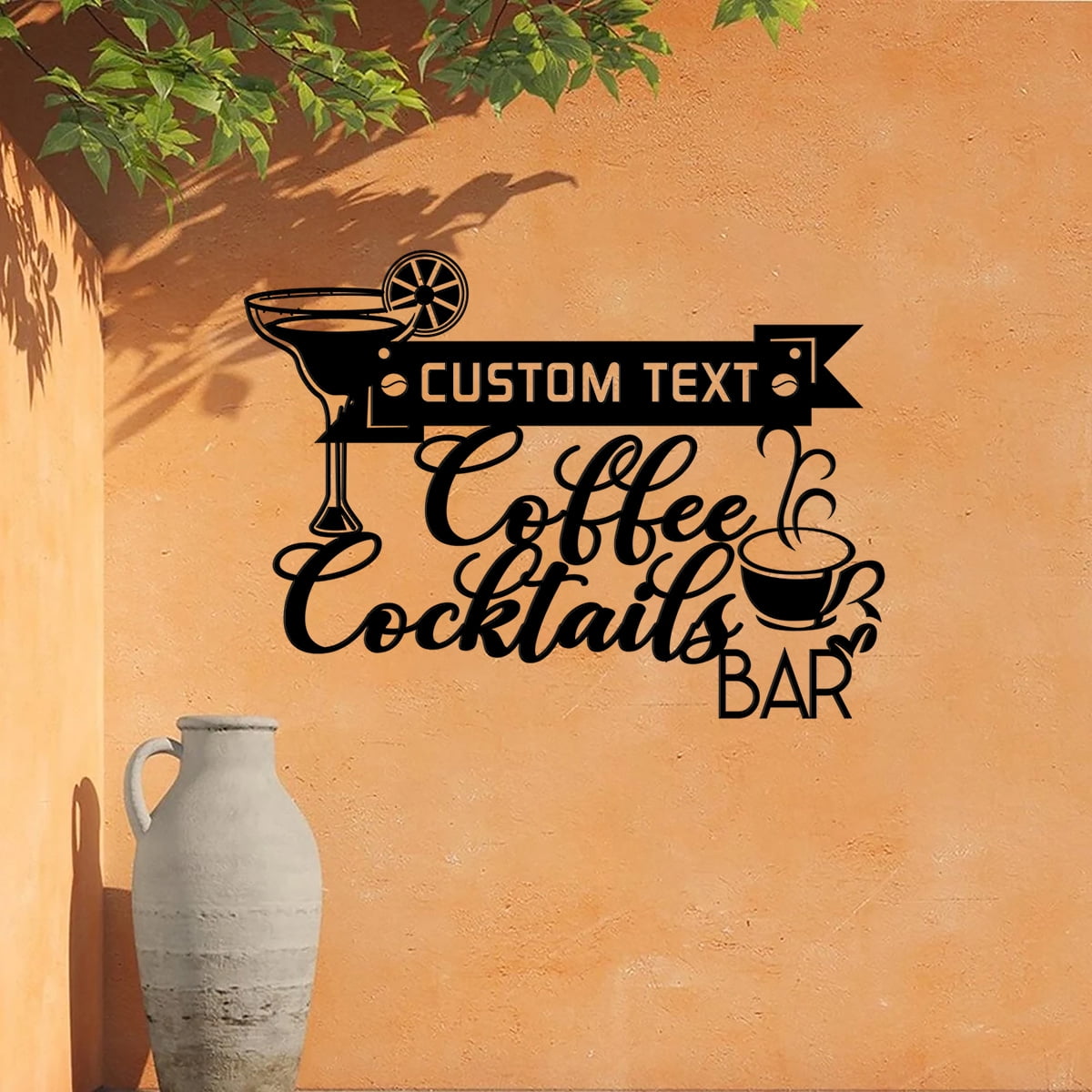 Custom Cocktail And Coffee Bar Metal Wall Art Bar Sign Personalized ...