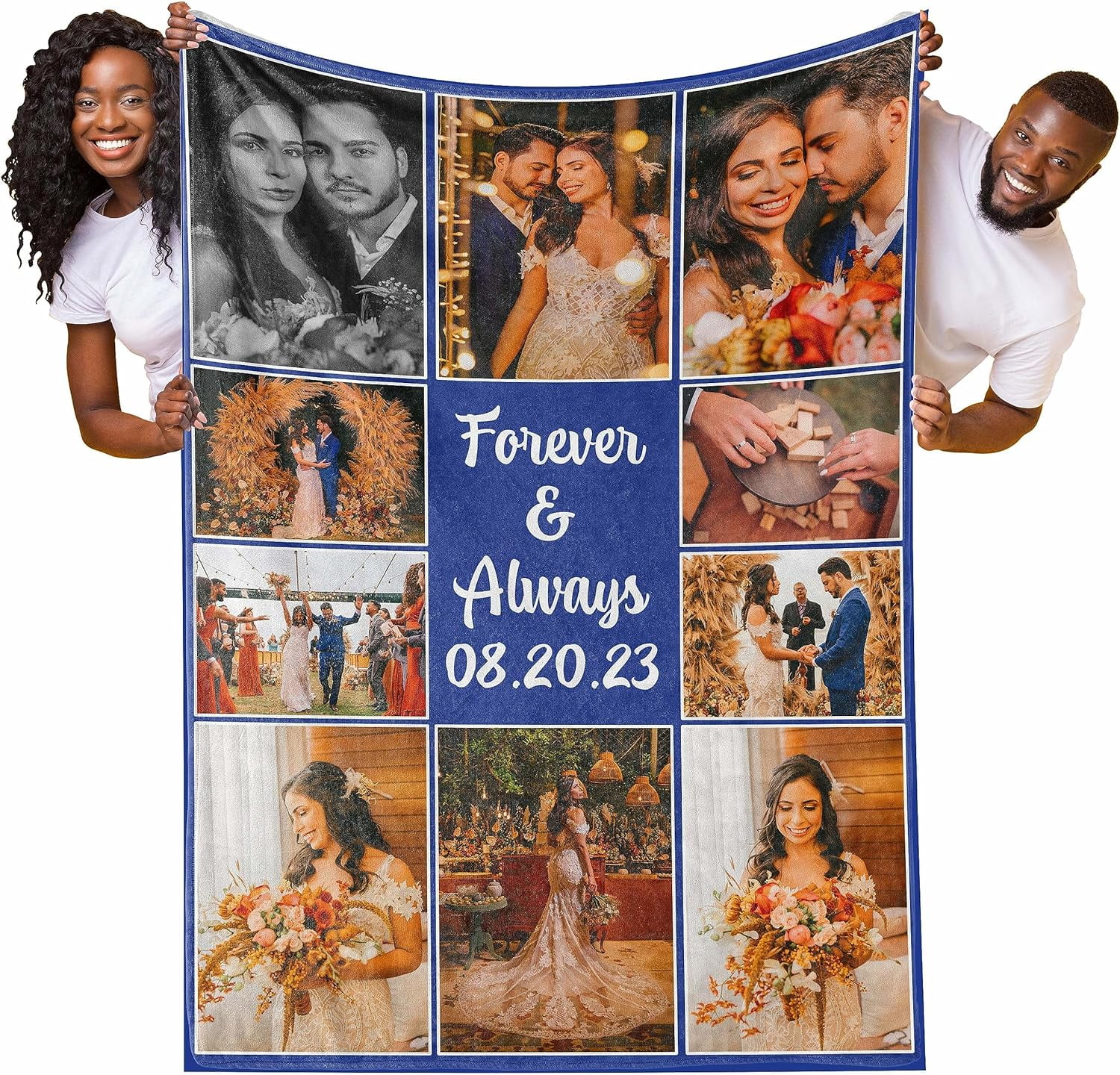 Custom Collage Blanket - Print Your Pictures (10 Photos) - Personalized ...