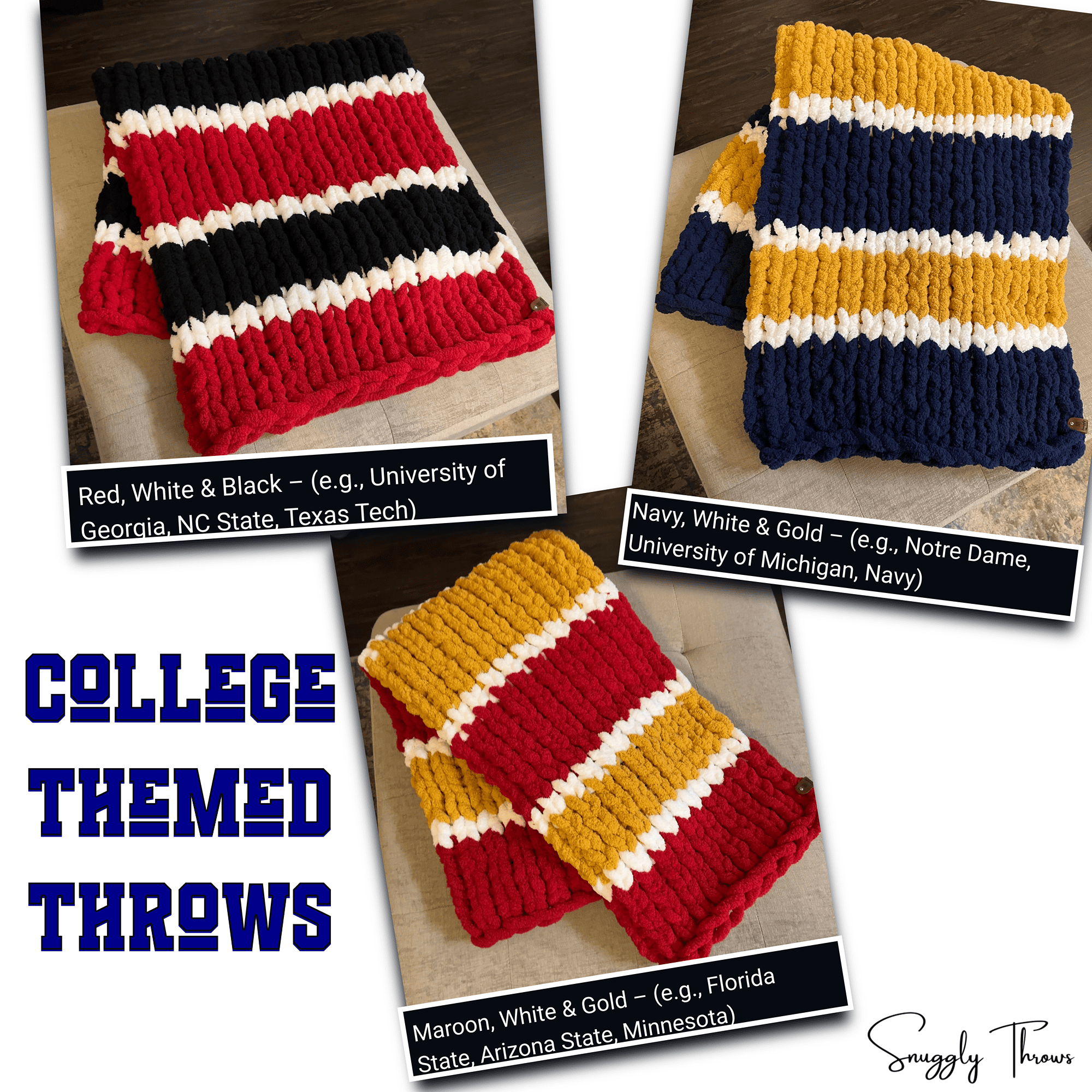 Custom College-Themed Chunky Throw Blanket – 50x60" | Personalized ...