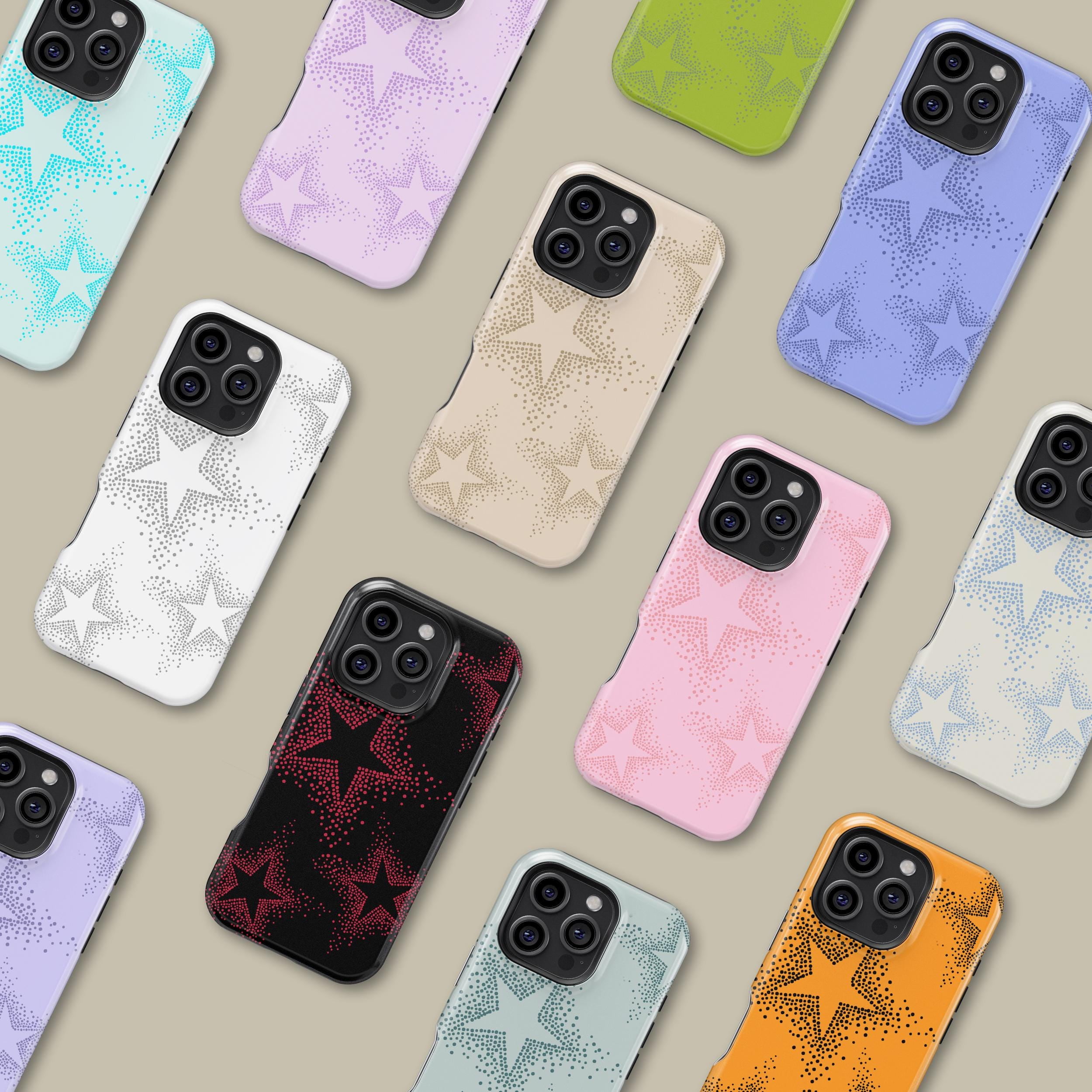 Custom Color Cute Star Pattern Case for iPhone Samsung Preppy Girly ...