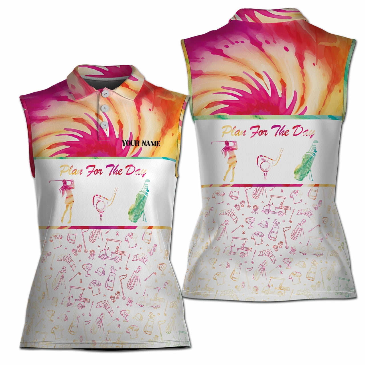 Custom Color Dye Plan For The Day Golf Women Sleeveless Polo XS-4XL ...