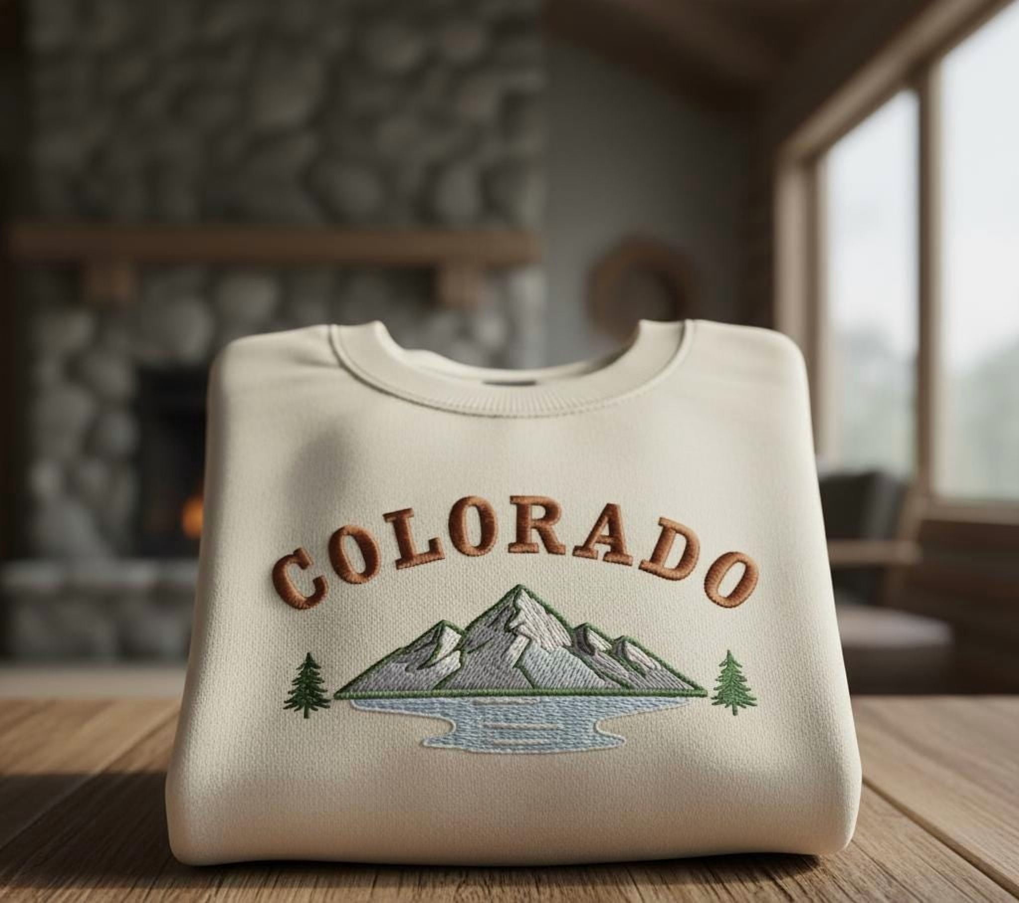 Custom Colorado Mountain Embroidered Sweatshirt, Scenic Lake View ...